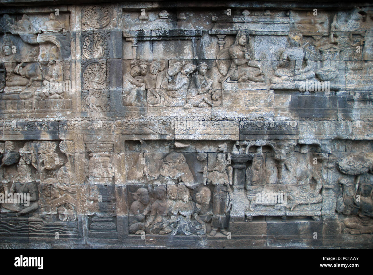 Stone carvings on the walls of Borobudur Temple, Magelang, Jawa Tengah ...