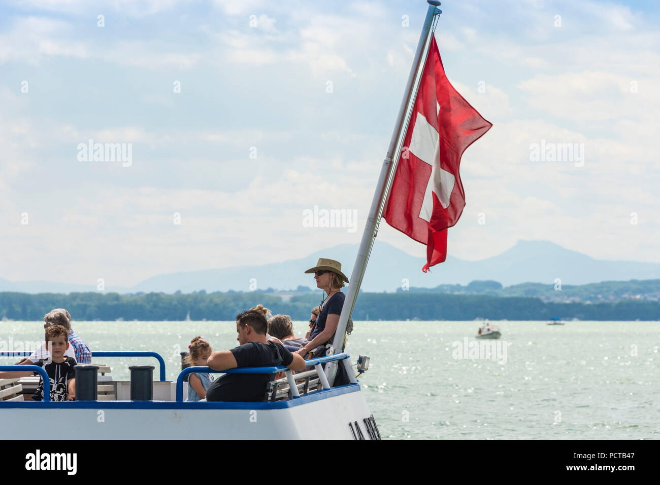 Steamboat trip on the Lake Murten, Murten, Canton of Fribourg, Western ...