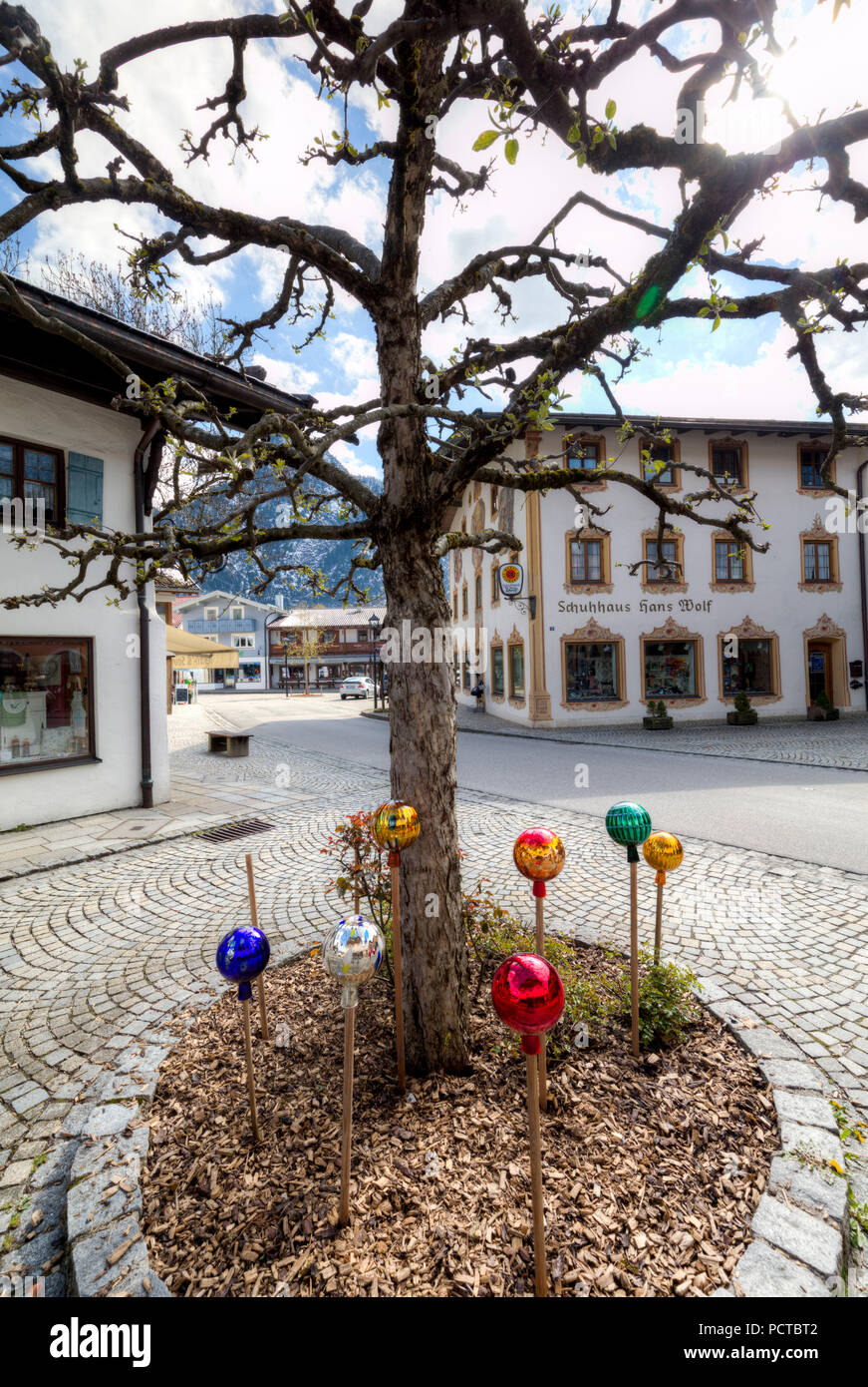 House facade in Oberammergau, spring, Bavaria, Upper Bavaria, Germany ...
