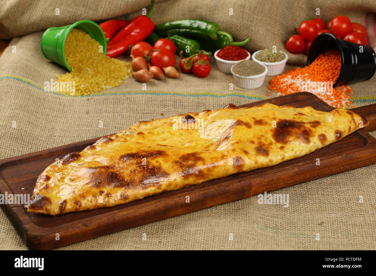 Pide, Turkish pide with cheese, Kasarli pide Stock Photo - Alamy