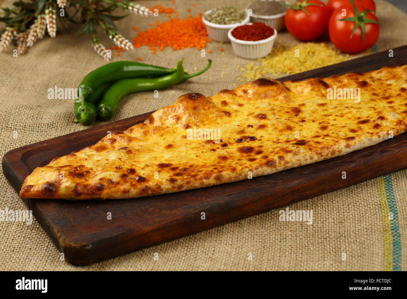 Pide, Turkish pide with cheese, Kasarli pide Stock Photo - Alamy