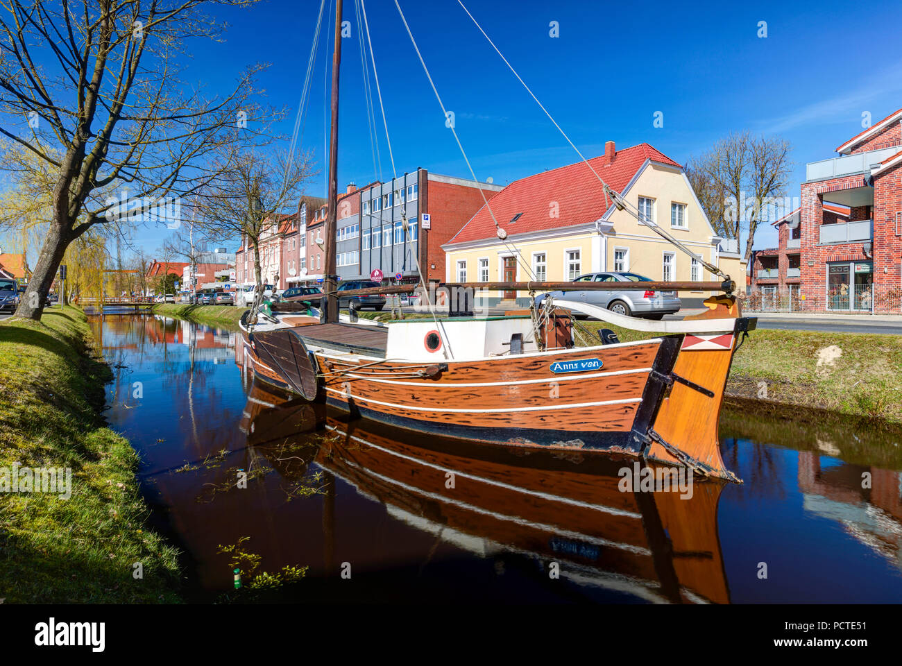 Museum Ship, Anna von Papenburg, Main Canal, Spring, Papenburg, Emsland ...