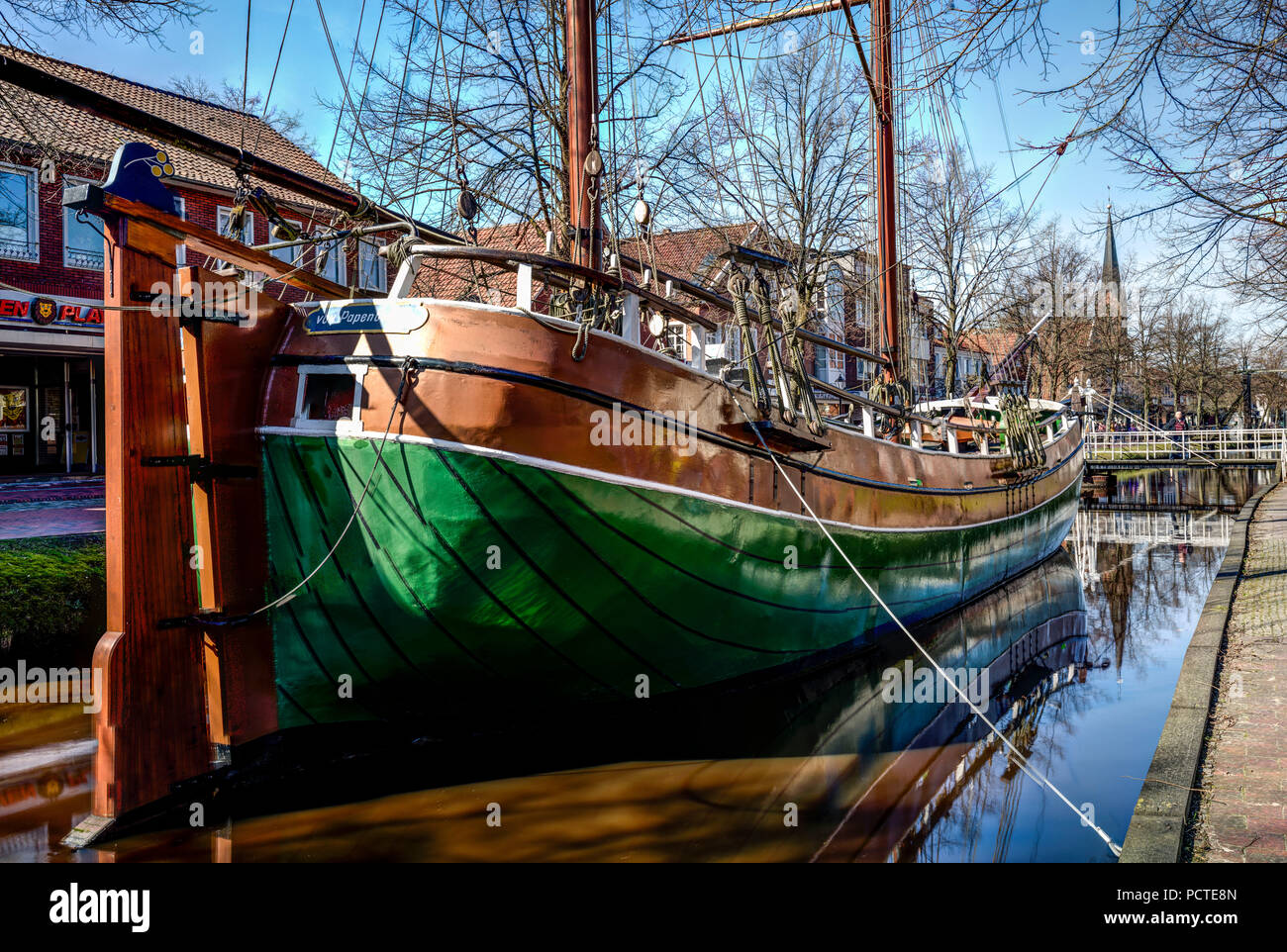 Museum ship, Margaretha von Papenburg, Main Canal, Spring, Papenburg ...