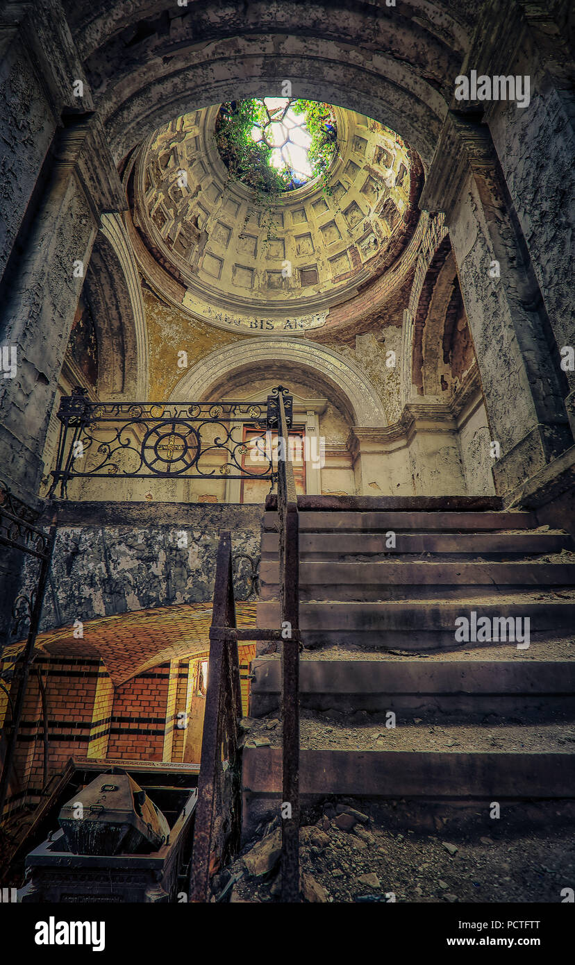 Abandoned mausoleum photographed through the windows Stock Photo - Alamy