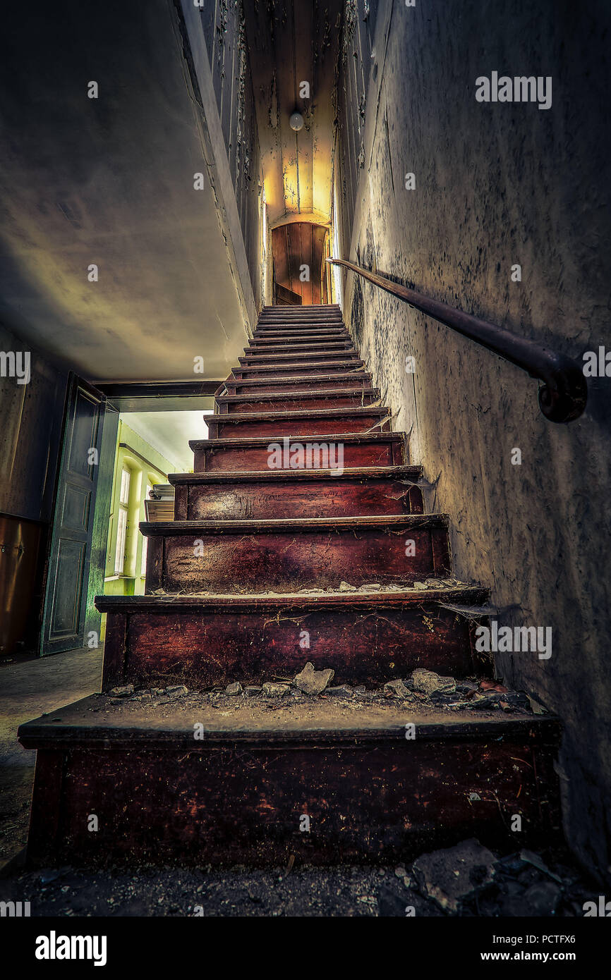 old building, indoors, staircase Stock Photo - Alamy