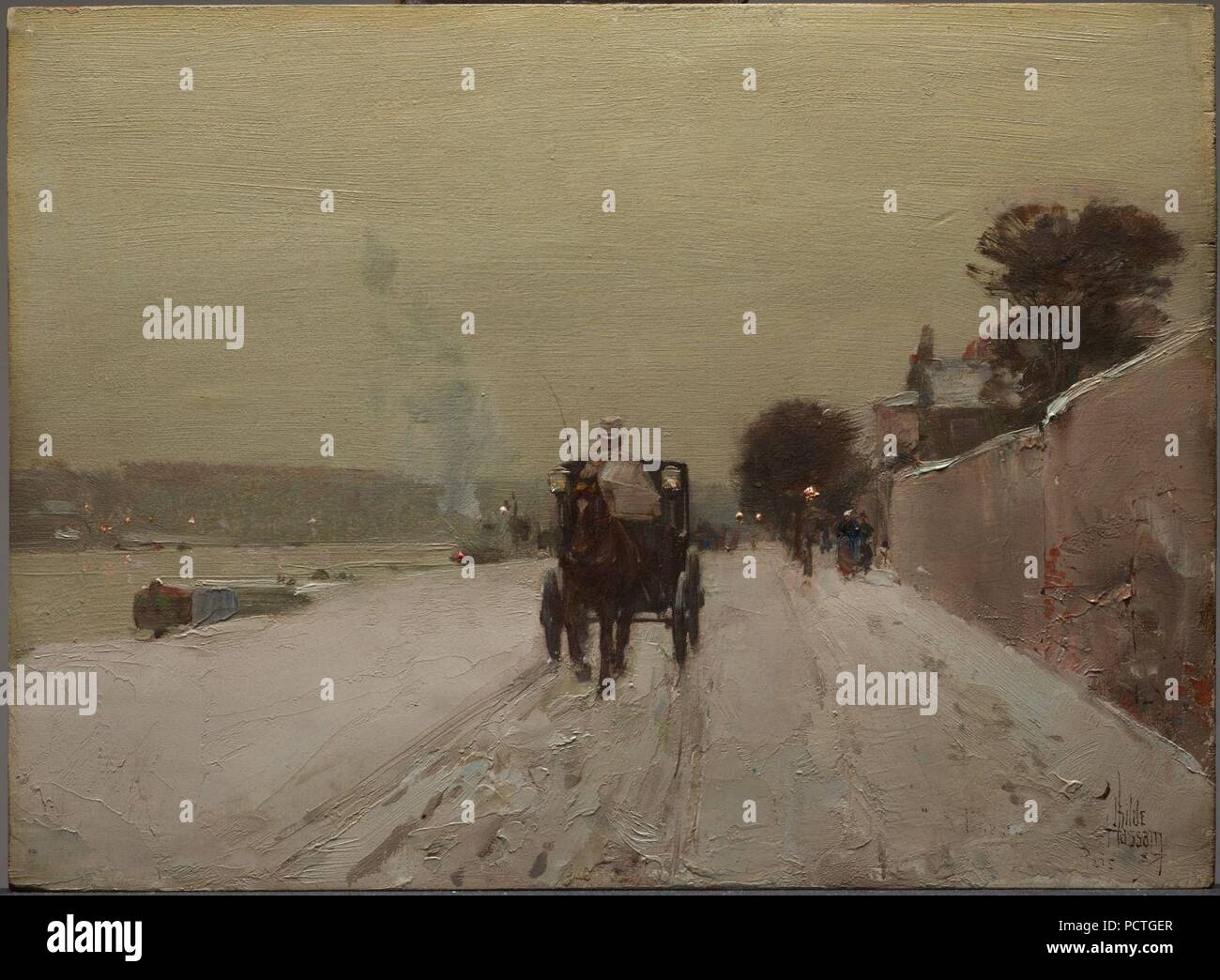 Along the Seine Winter by Childe Hassam Stock Photo - Alamy