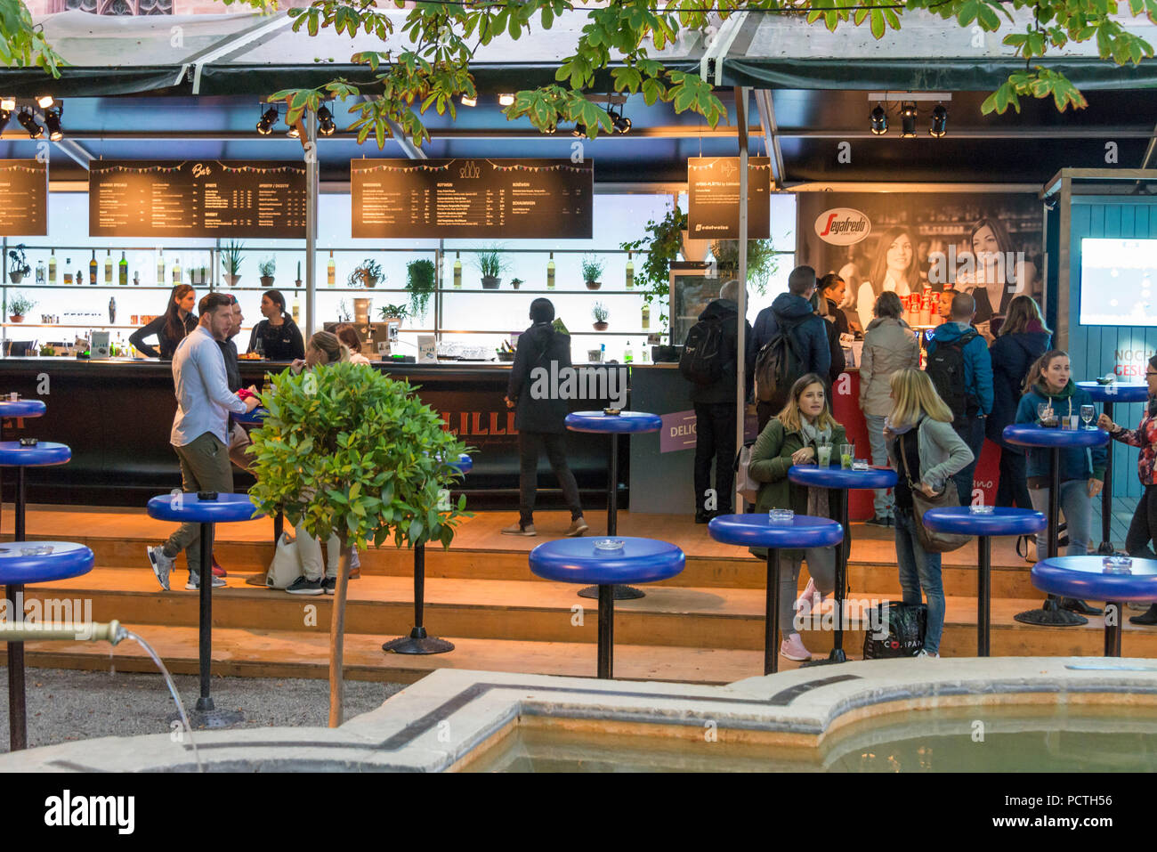 Cafe at Münsterplatz, old town Grossbasel, Basel, Canton of Basel-Stadt ...