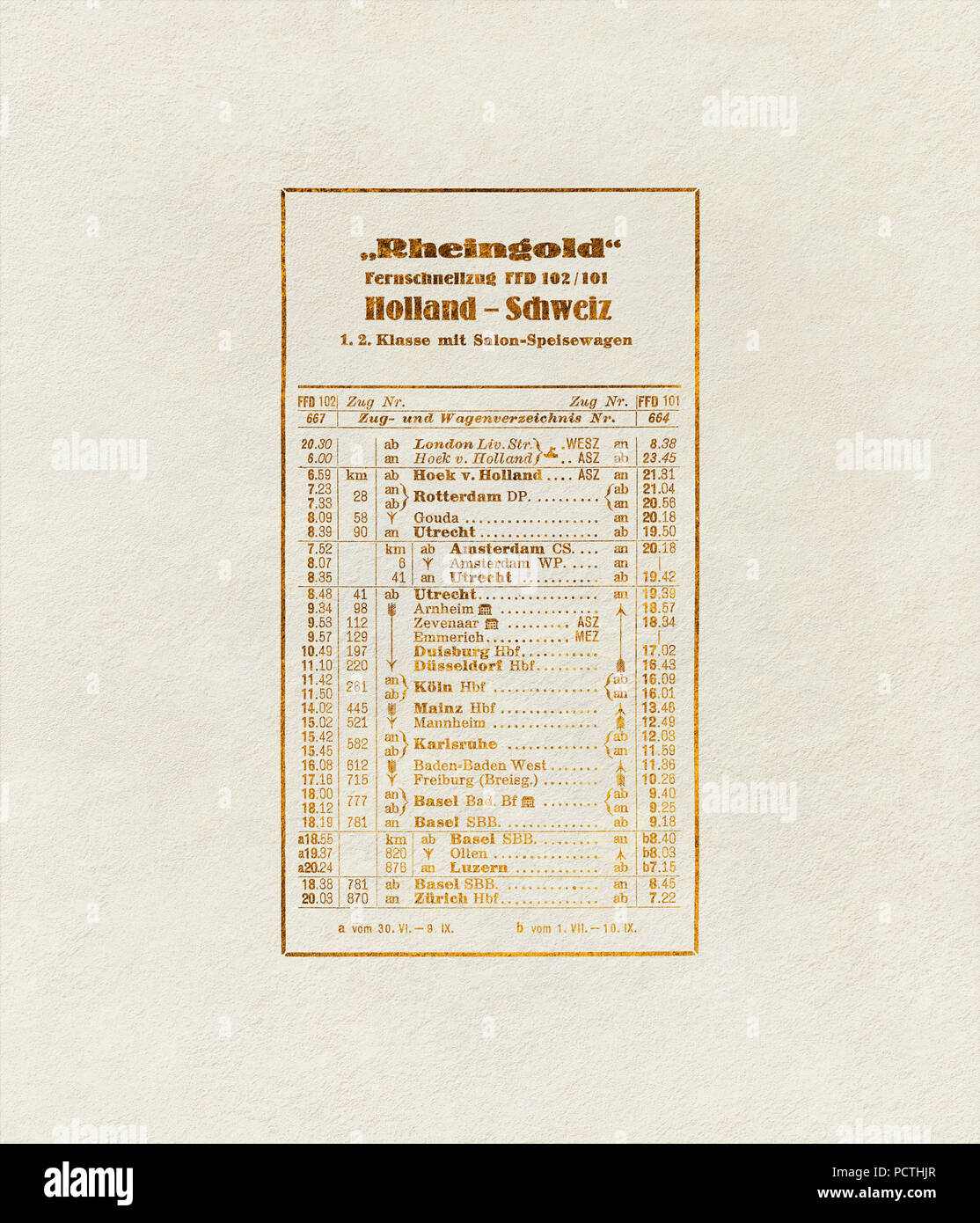 Rheingold, FFD 102/101, timetable, graphics, false colors, [M], RailArt ...