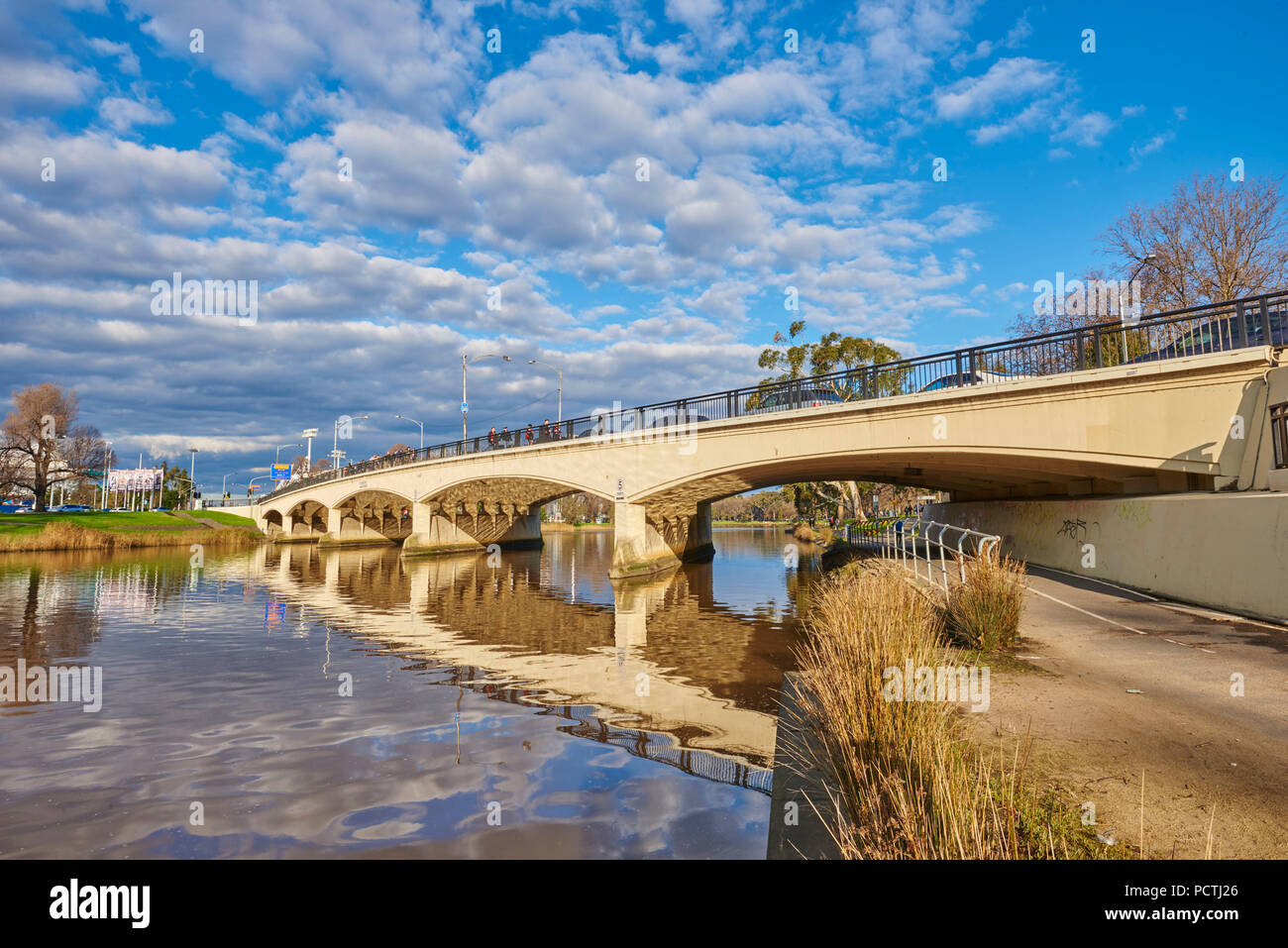 Bridge over the Yarra River at sunset, Melbourne, Victoria, Australia ...