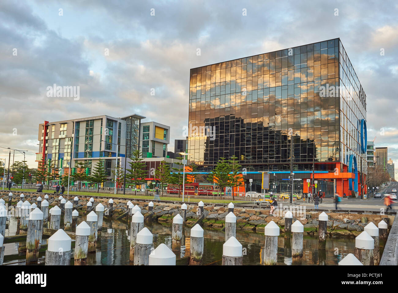 Landscape, Docklands, Waterfront at Sunset, Melbourne, Victoria ...