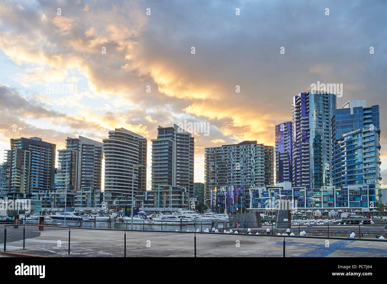 Landscape, Docklands, Waterfront at Sunset, Melbourne, Victoria ...