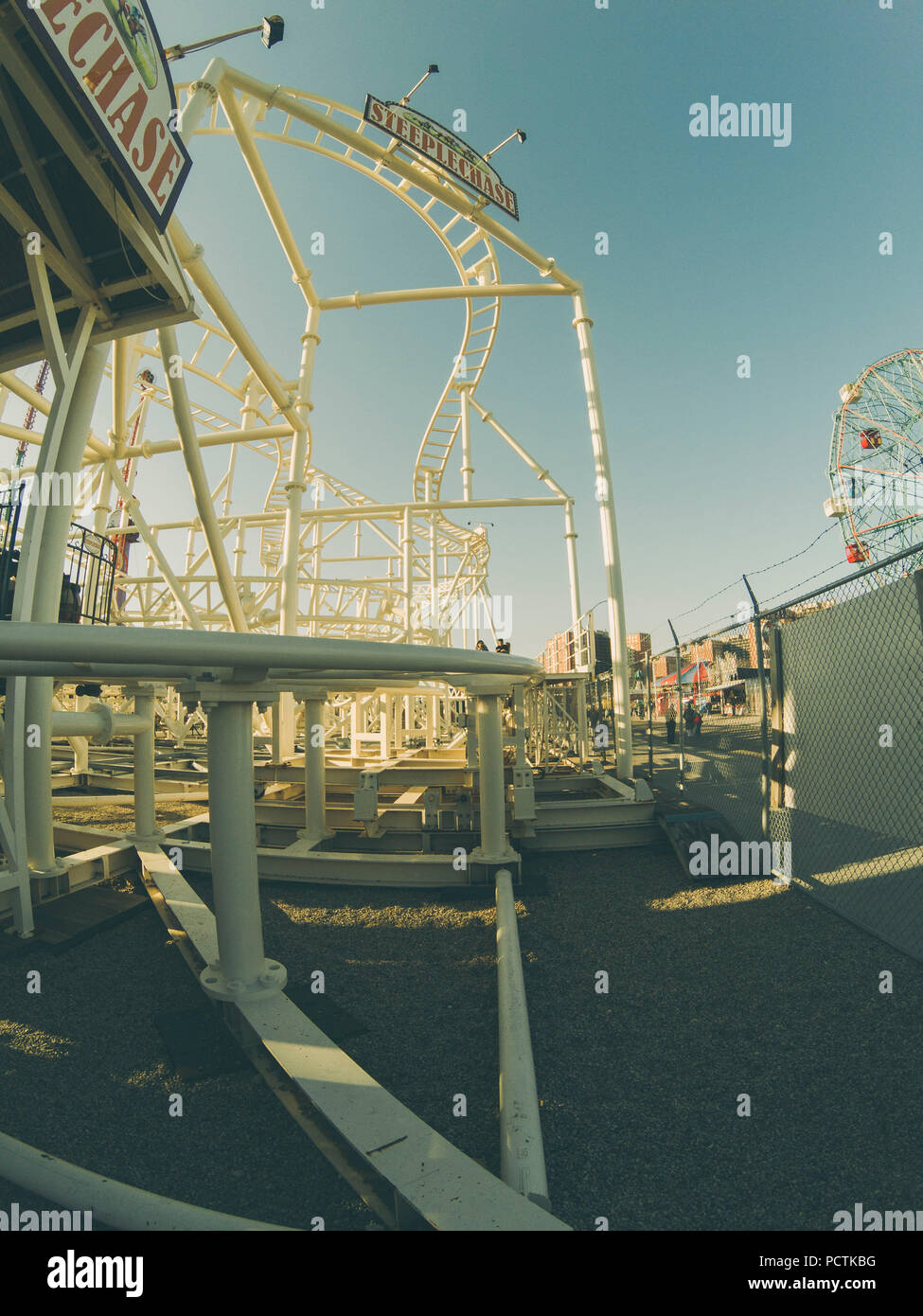 amusing park on coney island, roller coaster Stock Photo - Alamy