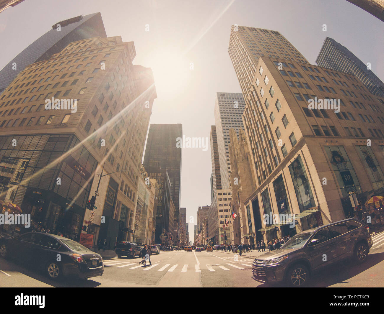 nyc, manhattan buildings, bottom point of view Stock Photo - Alamy