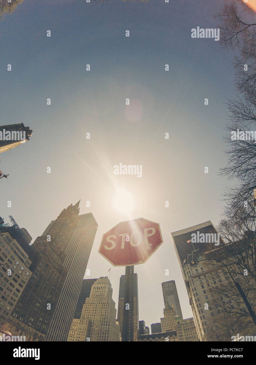 Stop sign bottom point of view hi-res stock photography and images - Alamy