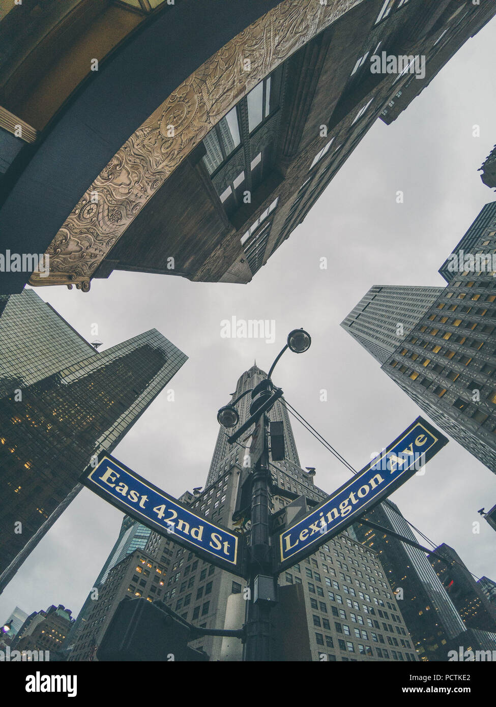 nyc, manhattan buildings, bottom point of view Stock Photo - Alamy