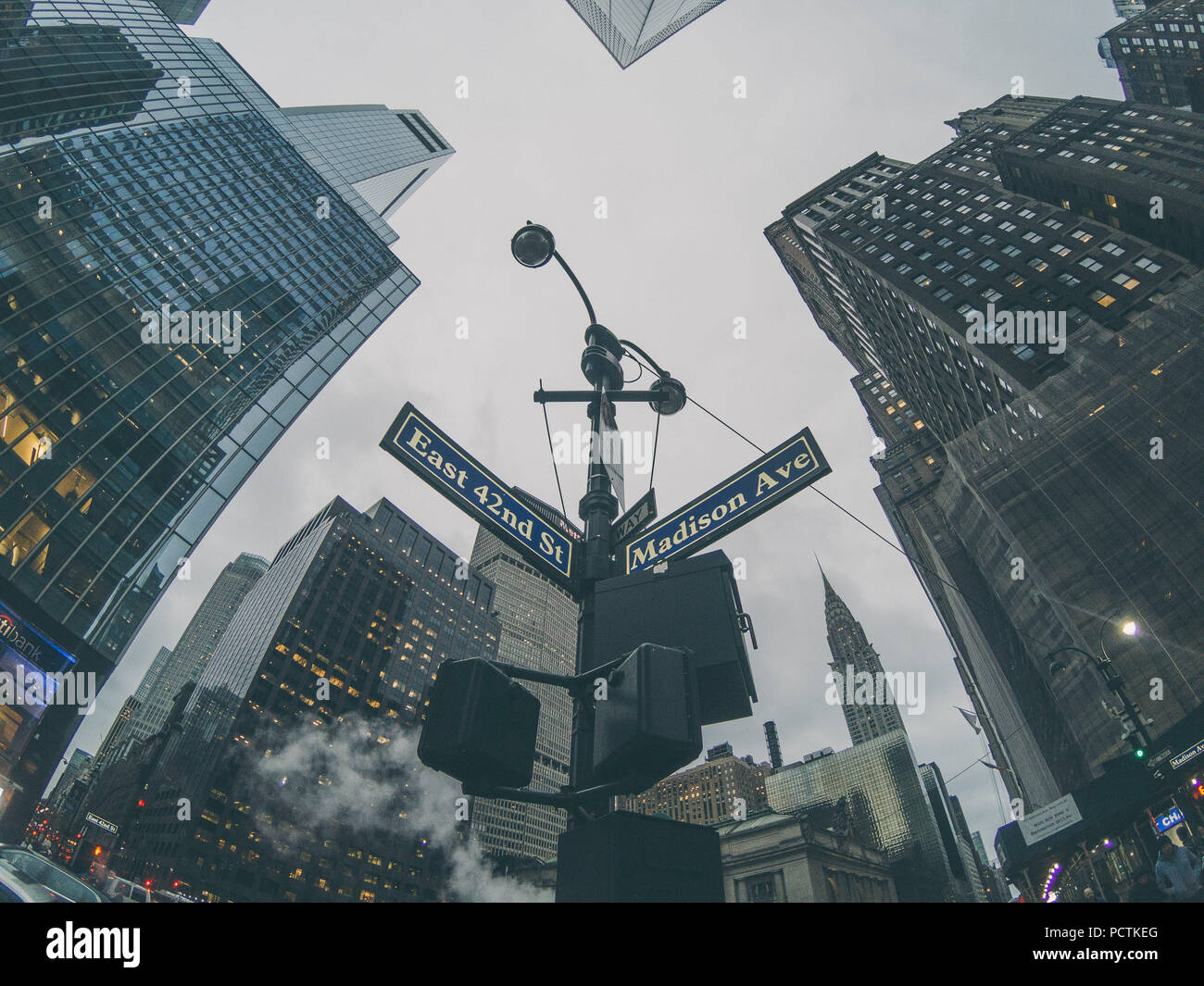 nyc, manhattan buildings, bottom point of view Stock Photo - Alamy