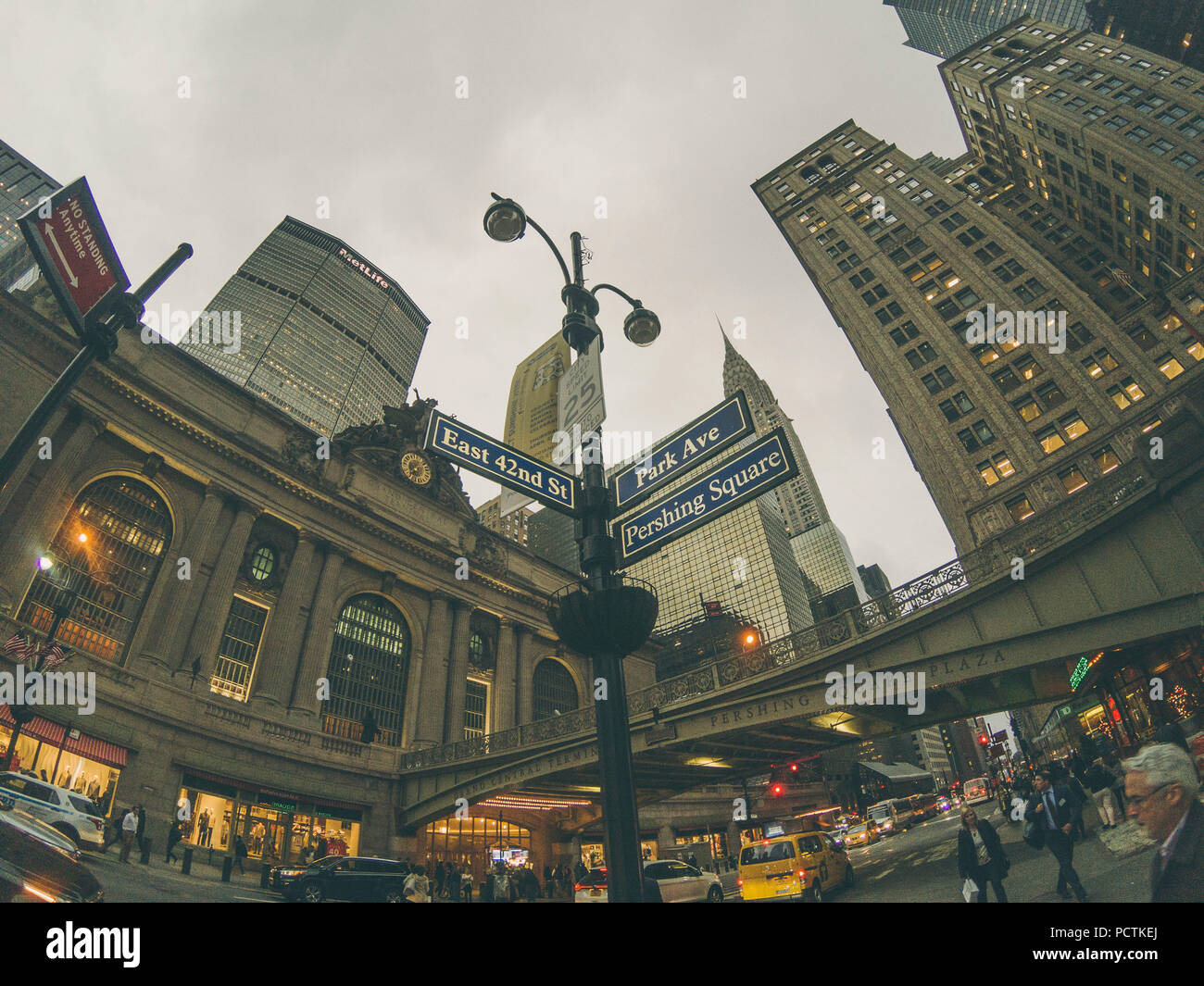 nyc, manhattan buildings, bottom point of view Stock Photo - Alamy