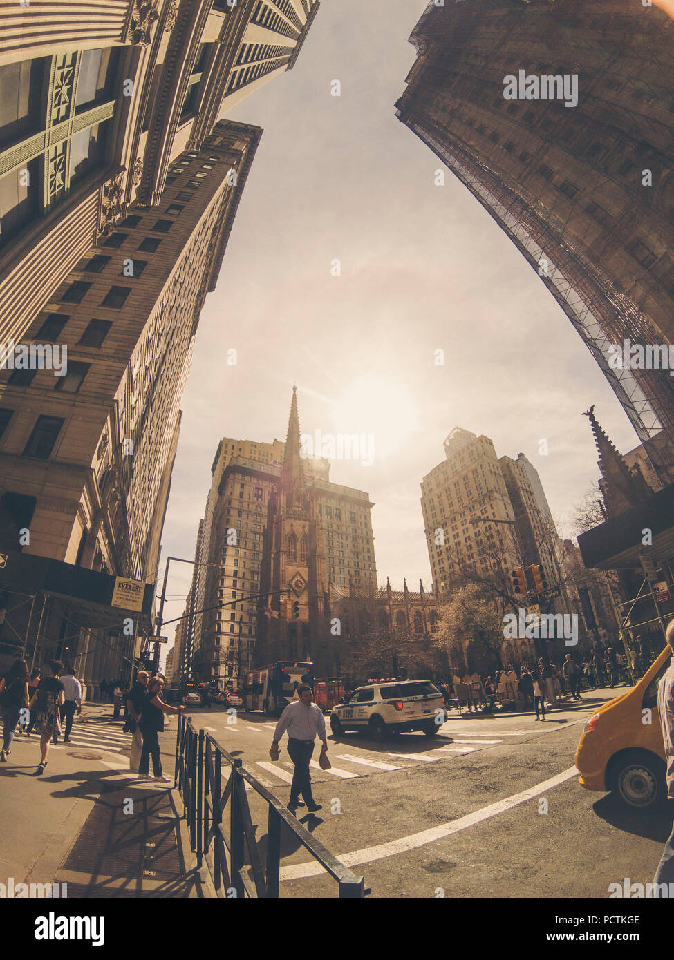 nyc, manhattan buildings, bottom point of view Stock Photo - Alamy