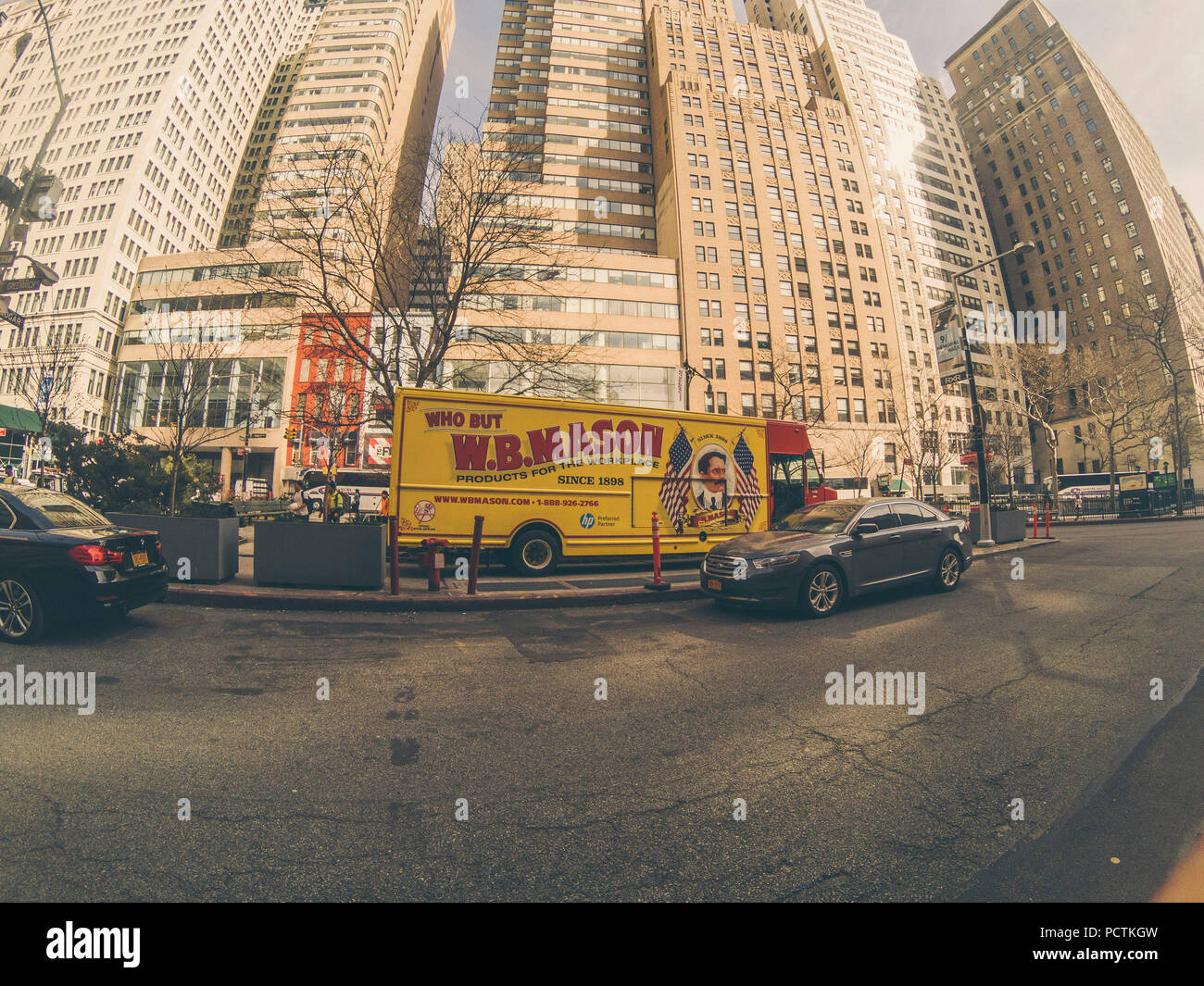nyc, manhattan buildings, bottom point of view Stock Photo - Alamy