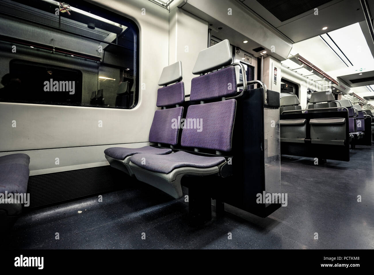 Interior of an empty passenger train Stock Photo - Alamy