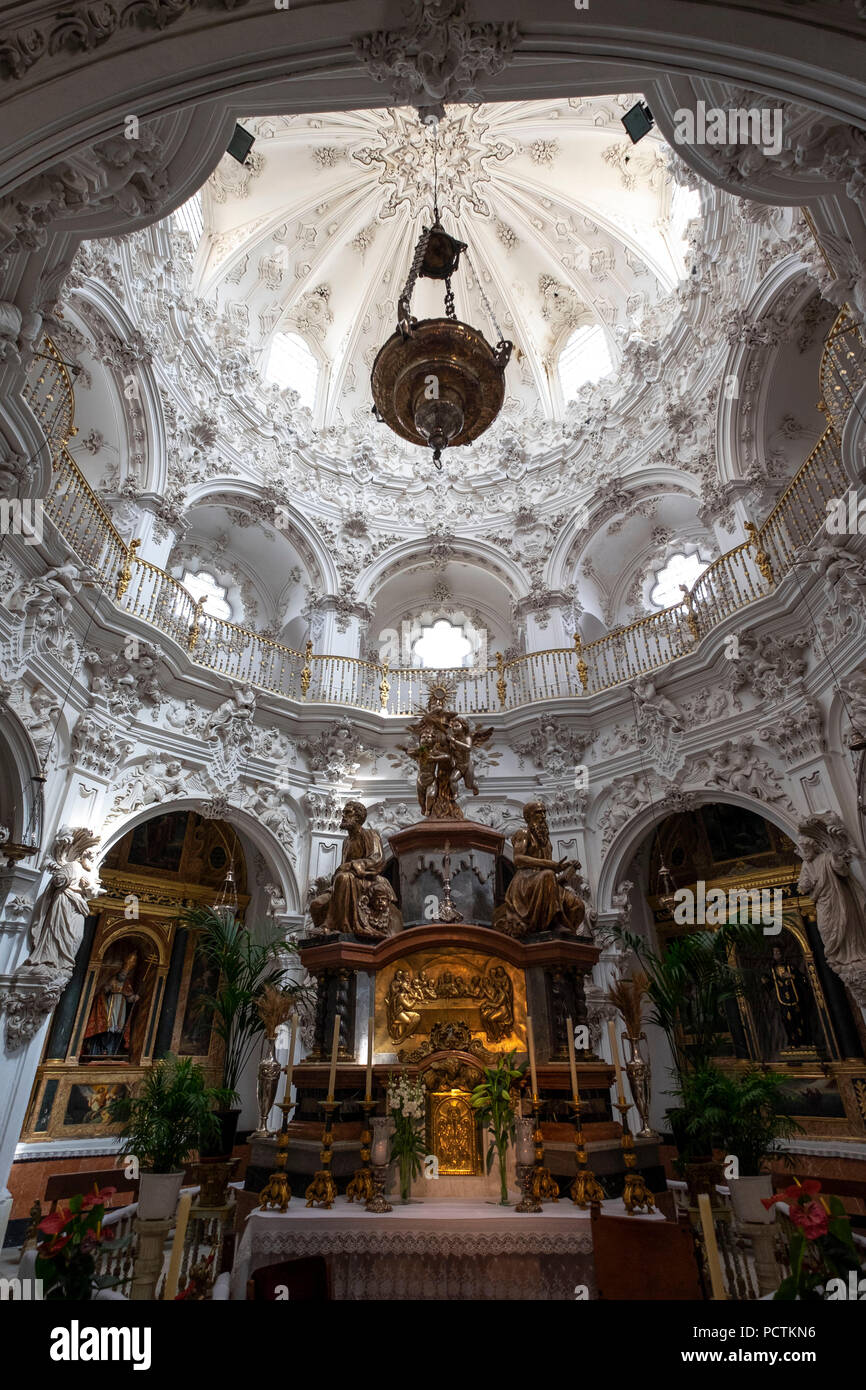 The baroque interior of the church of Las Mercedes in Priego de Cordoba ...