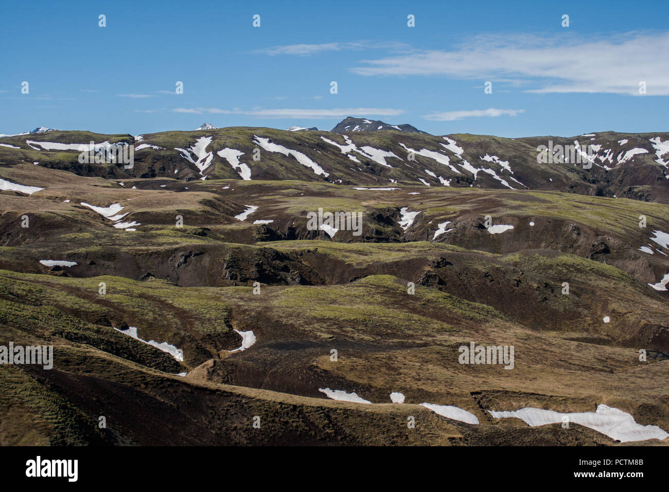 Iceland landscape nature background - volcano mountains, stones, mossy ...