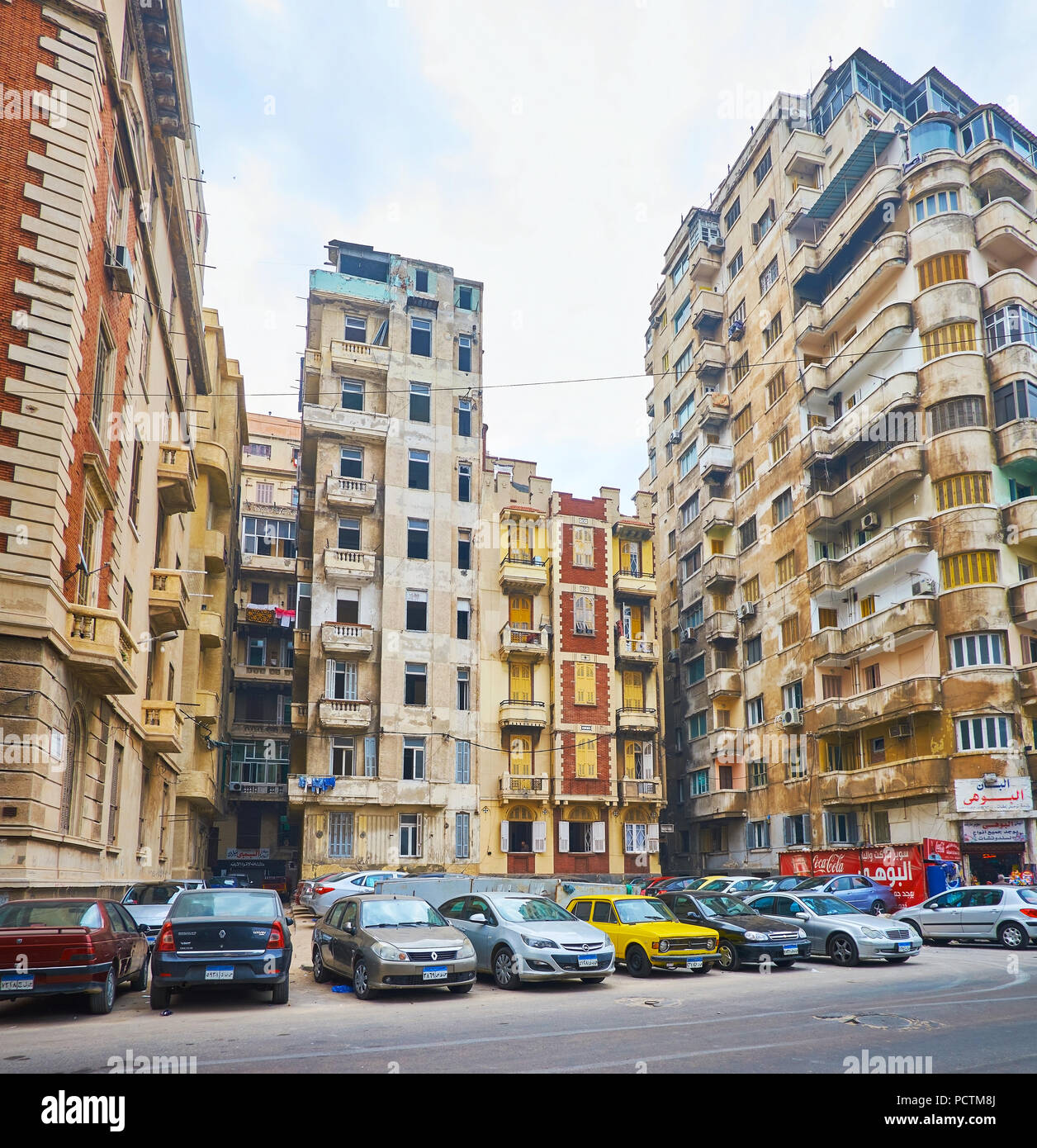 ALEXANDRIA, EGYPT - DECEMBER 18, 2017: The dusty high-rises in ...