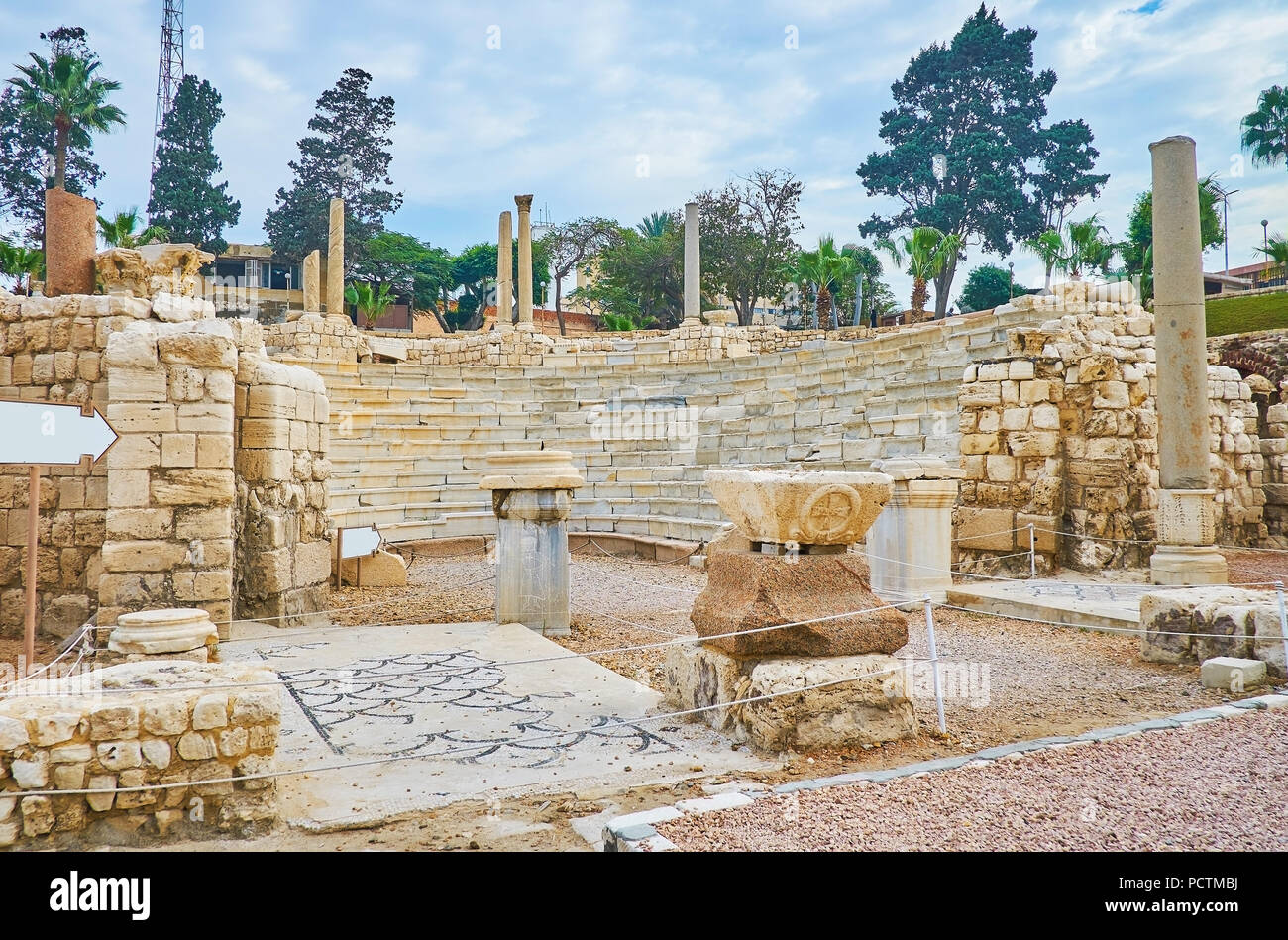 The ruined of Roman amphitheatre, also named Kom El Dekka (Kom Ad Dikah ...