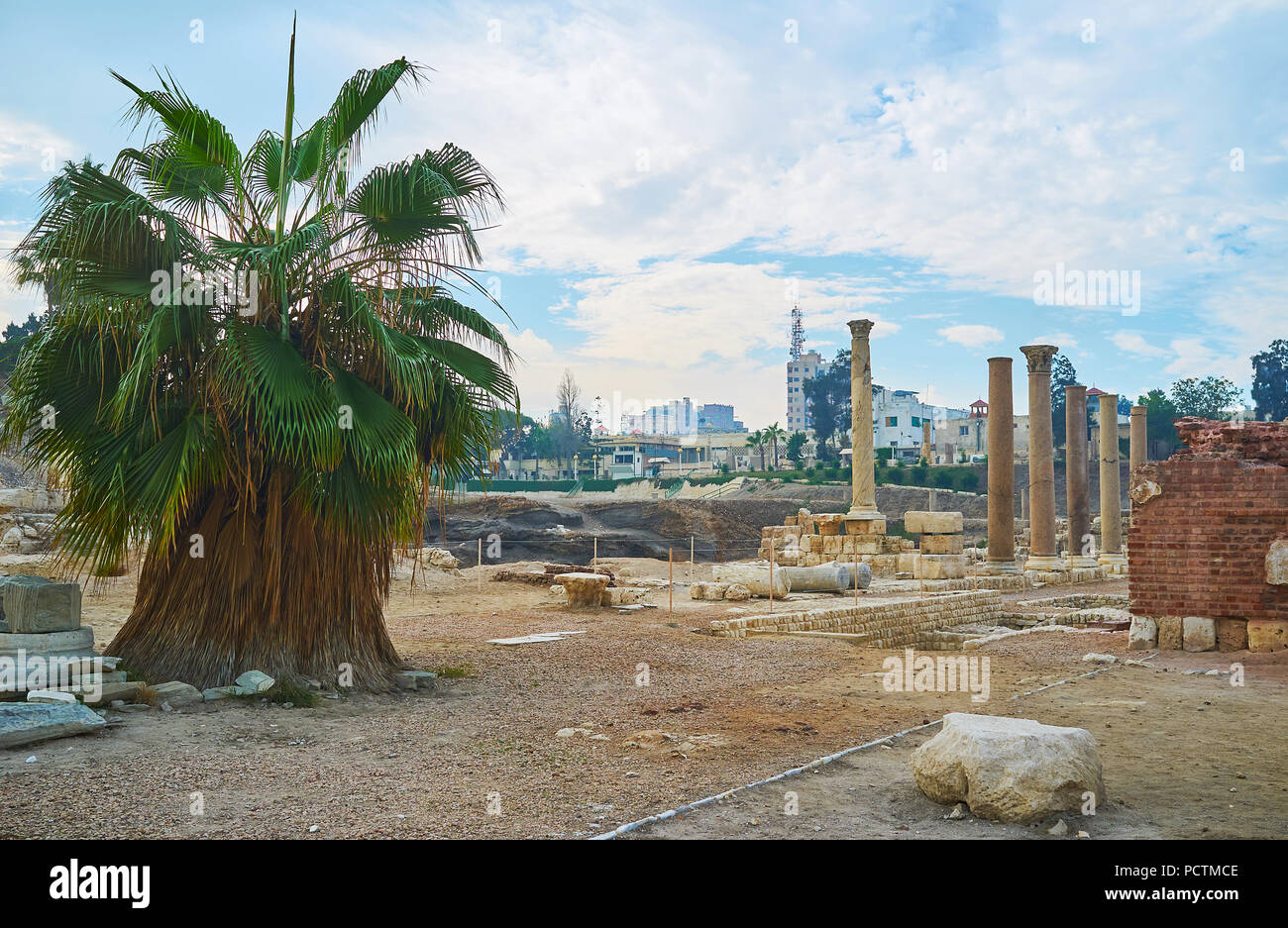 Walk along the ancient Roman street of Kom Ad Dikka archaeological site ...