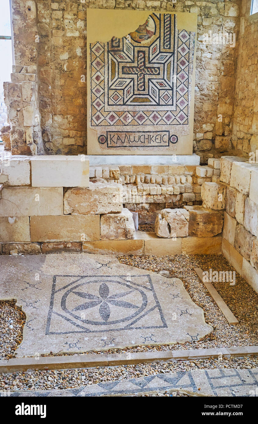 ALEXANDRIA, EGYPT - DECEMBER 18, 2017: Roman Villa of Birds, located in ...