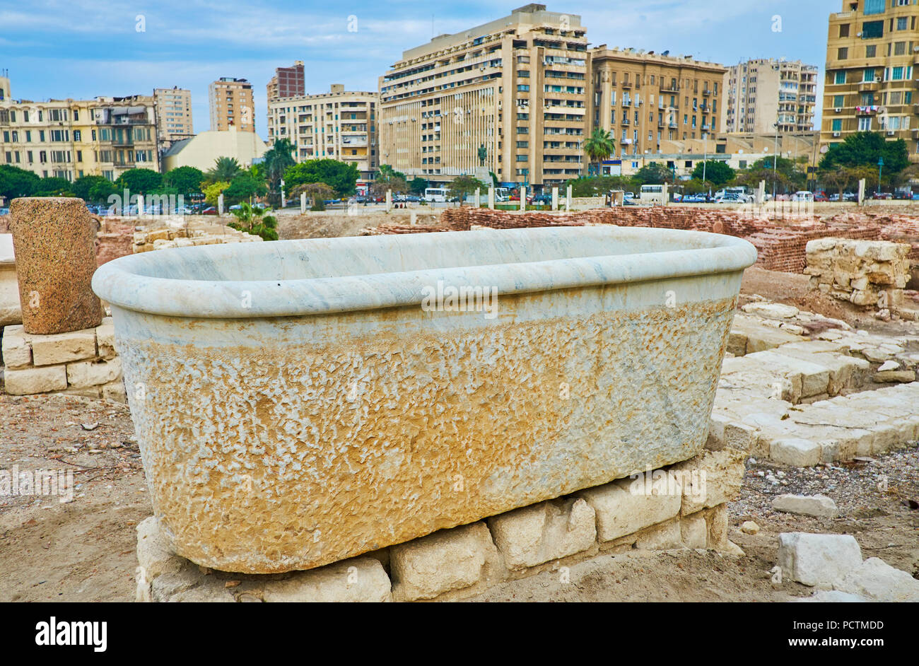 The well preserved antique Roman bath among the ruins of Kom Ad Dikka ...