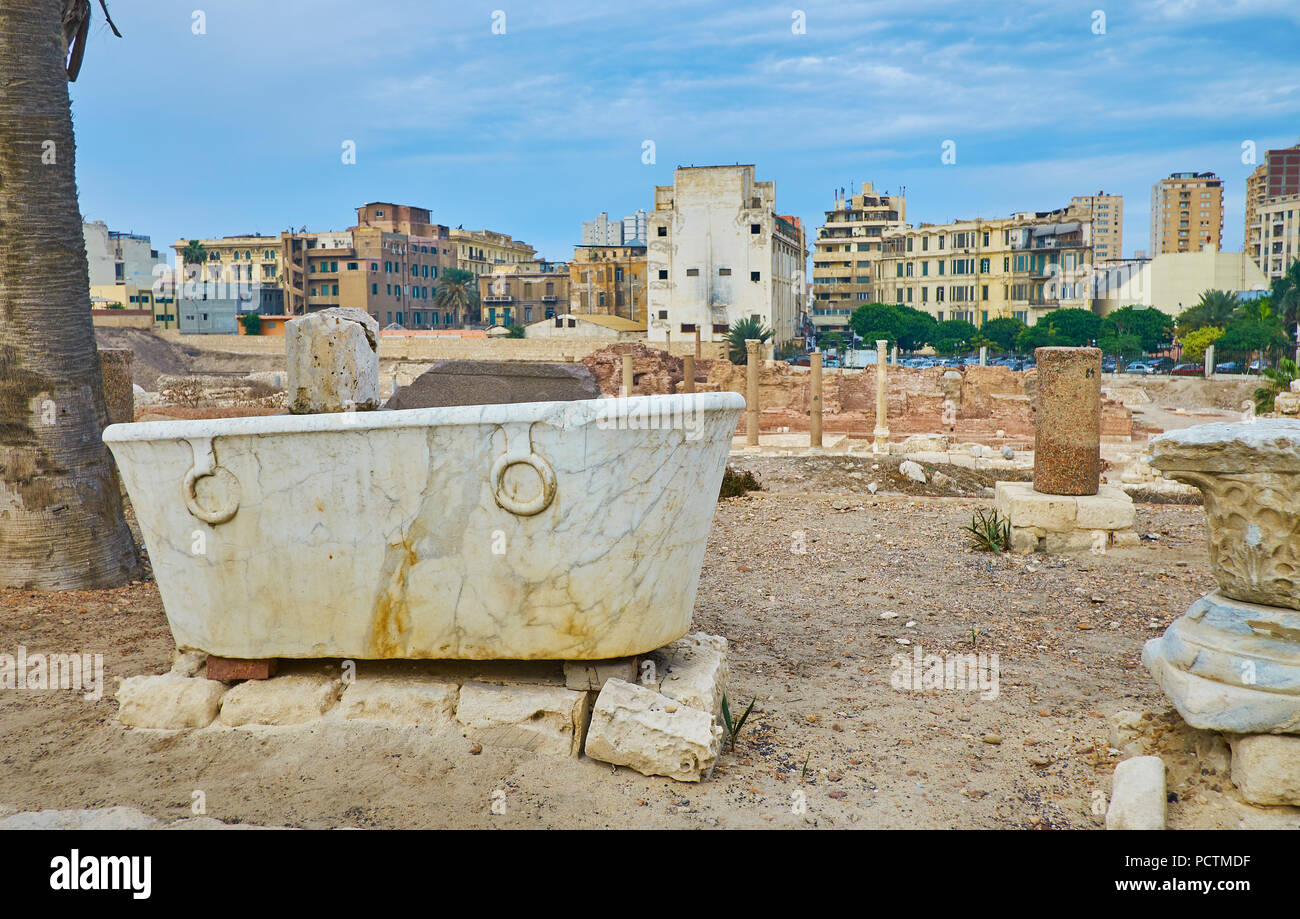 The Roman marble bath is one of well preserved artifacts in Kom Ad ...