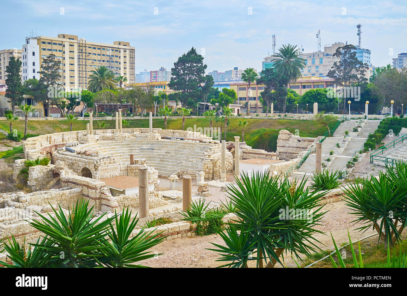 The picturesque view of Kom Ad Dikka archaeological site with Roman ...