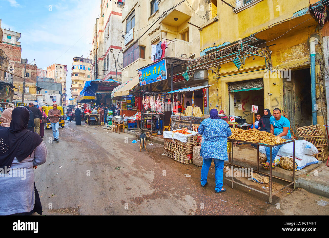 ALEXANDRIA, EGYPT - DECEMBER 18, 2017: The slums of Karmouz ...