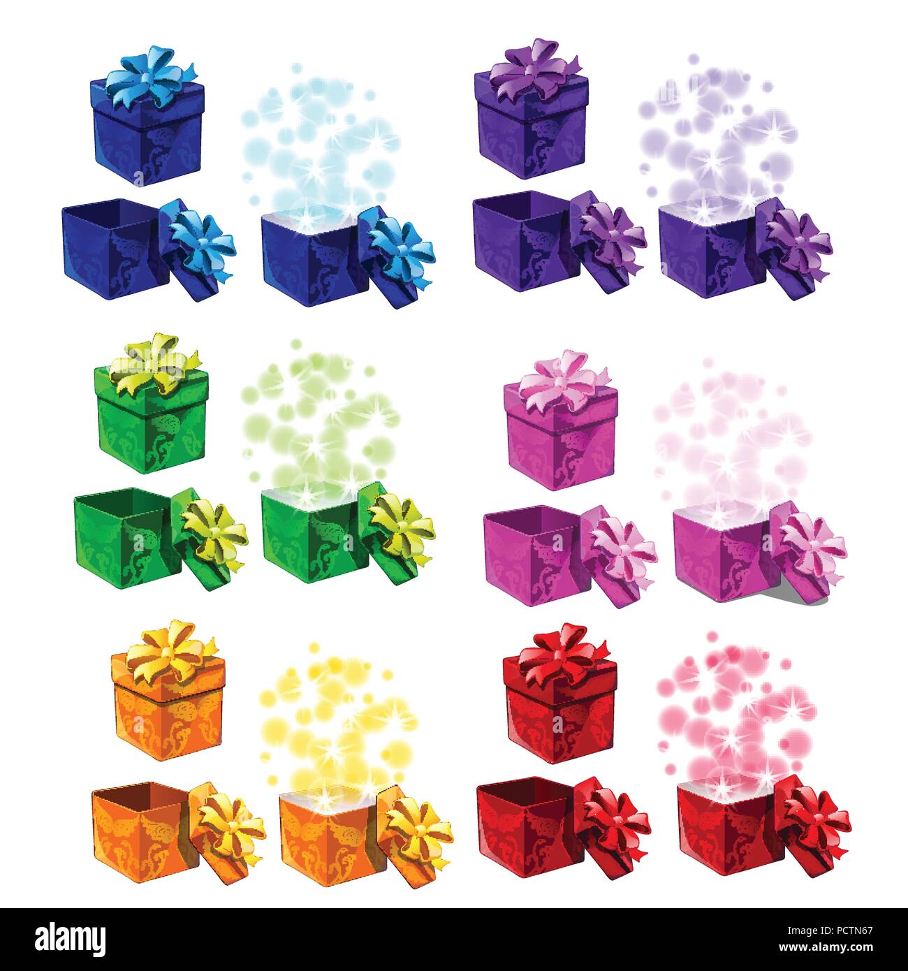 Big set of gift boxes isolated on white background. Vector cartoon ...