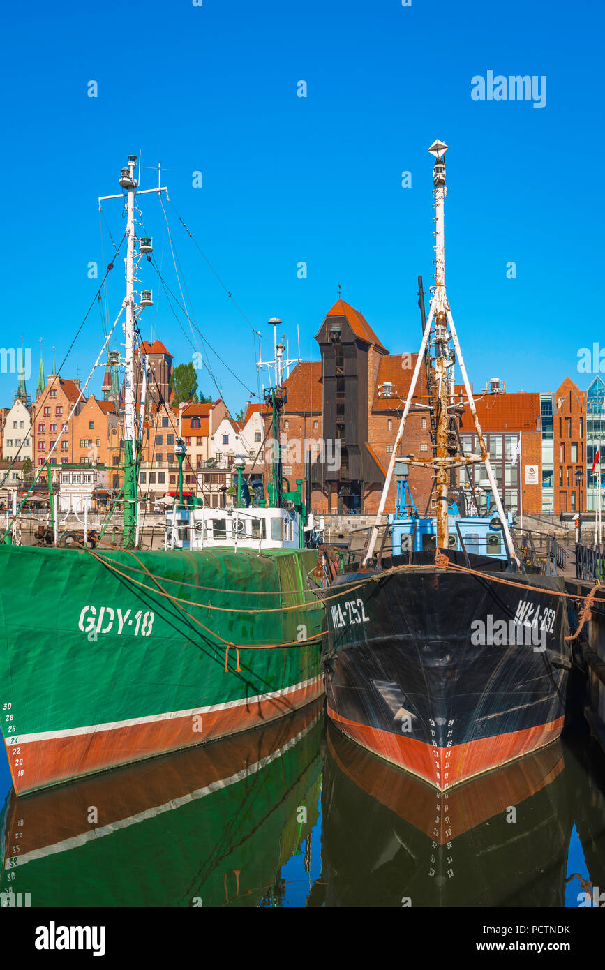 Gdansk river, view from the quay on Olowianka Island towards the ...
