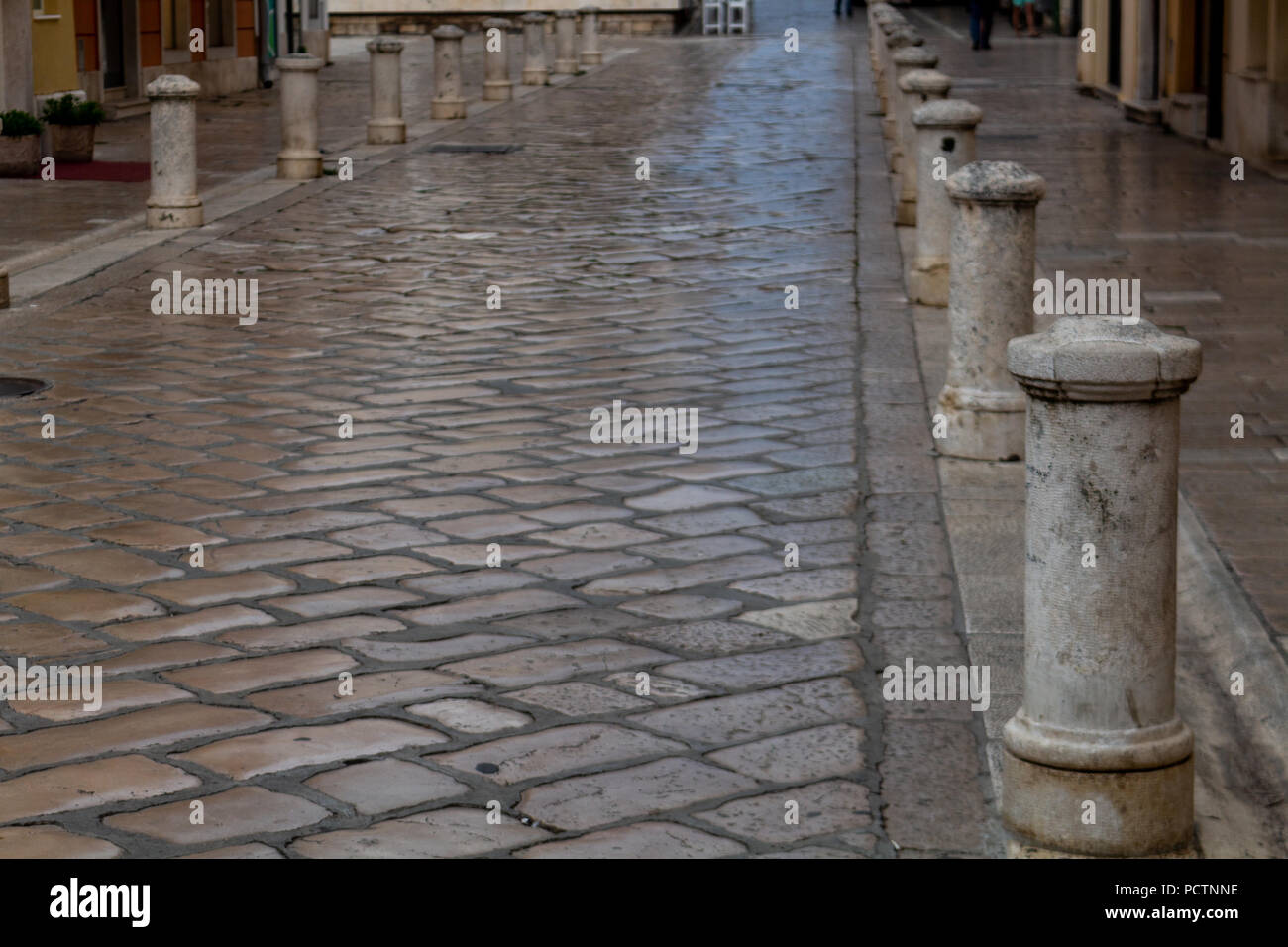 Zadar, Croatia - July 23, 2018: Empty street wit granite pavement at ...