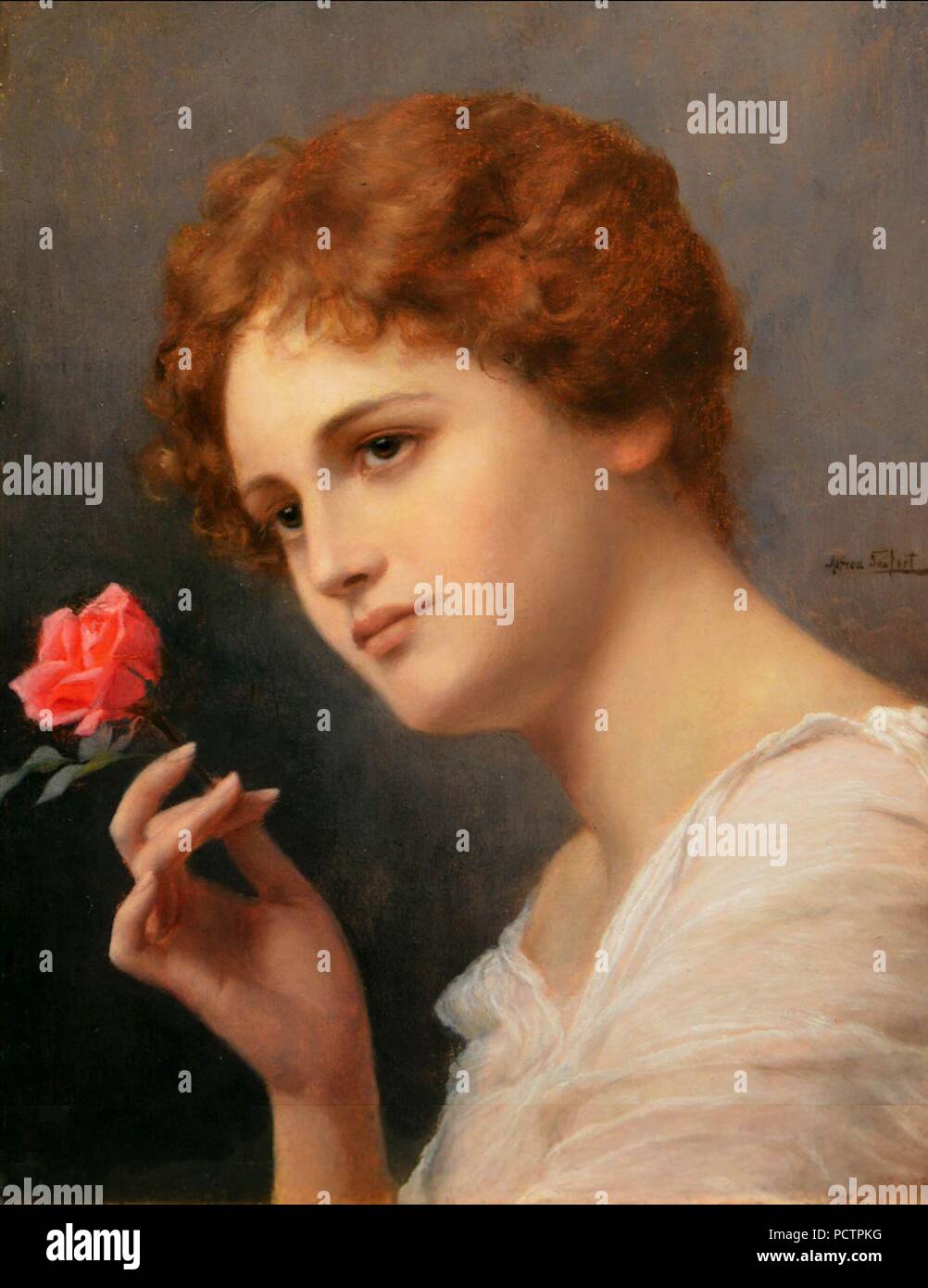 Alfred Seifert - Damenbildnis mit Rose Stock Photo - Alamy
