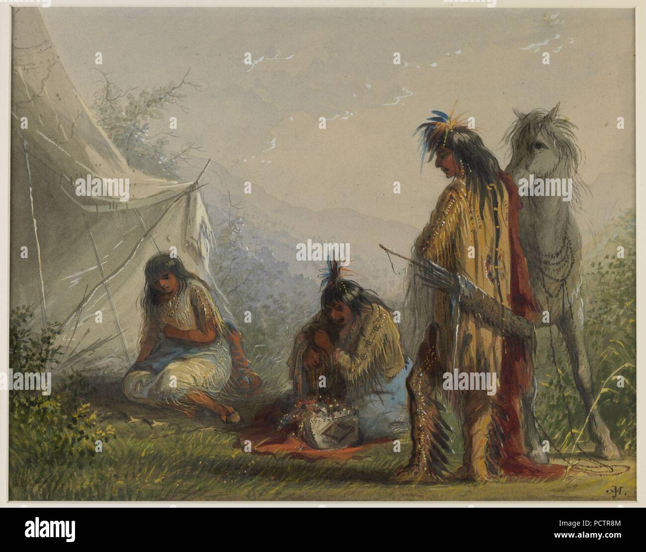 Alfred Jacob Miller - Indian Courtship Stock Photo - Alamy