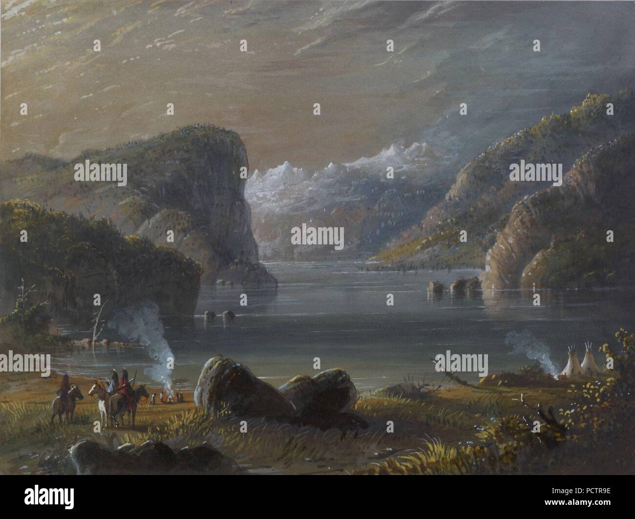 Alfred Jacob Miller - Lake Scene Stock Photo - Alamy