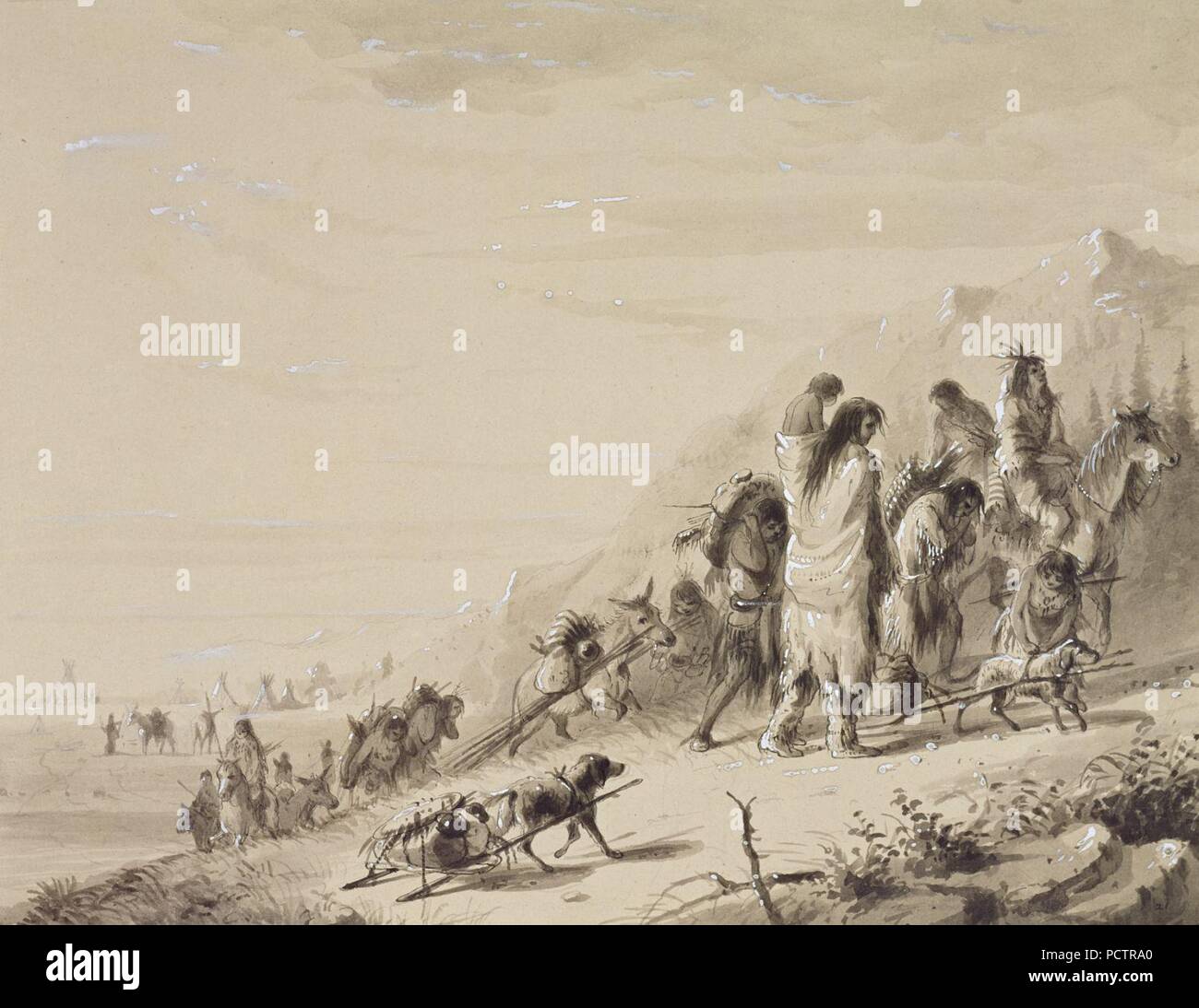 Alfred Jacob Miller - Pawnee Indians Migrating Stock Photo - Alamy