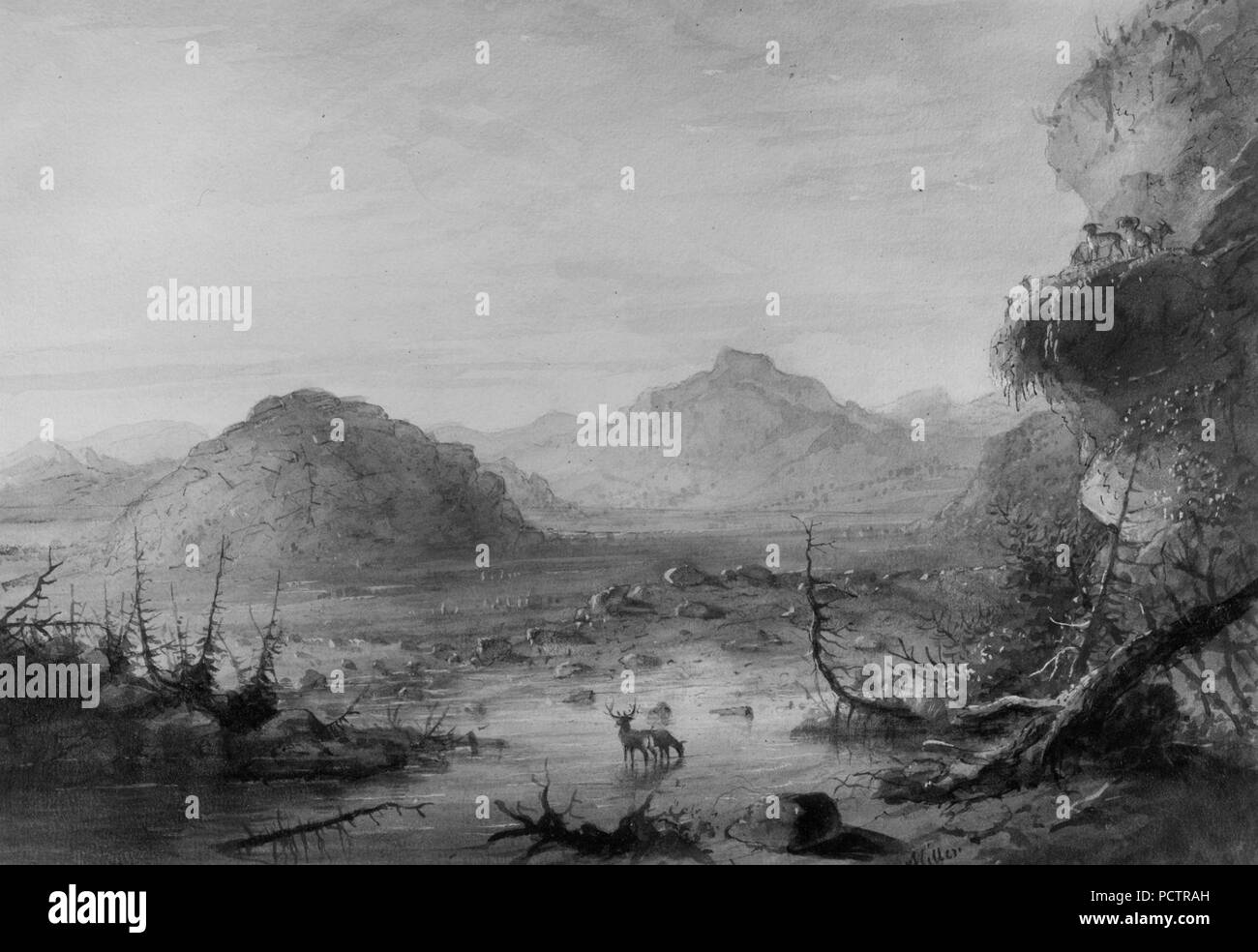 Alfred Jacob Miller - Rock Formations Stock Photo - Alamy