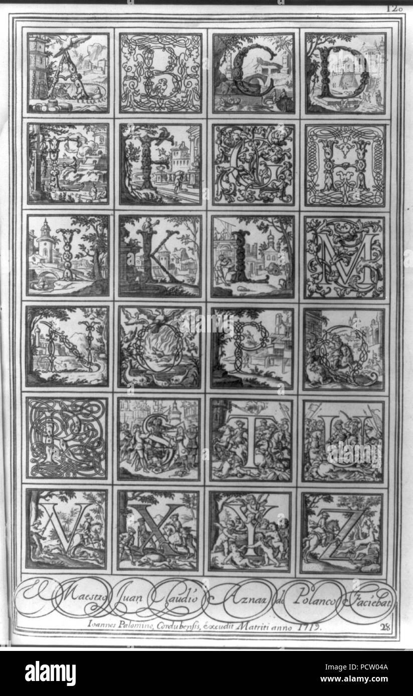 Alphabet of 24 elaborate calligraphic designs Stock Photo - Alamy