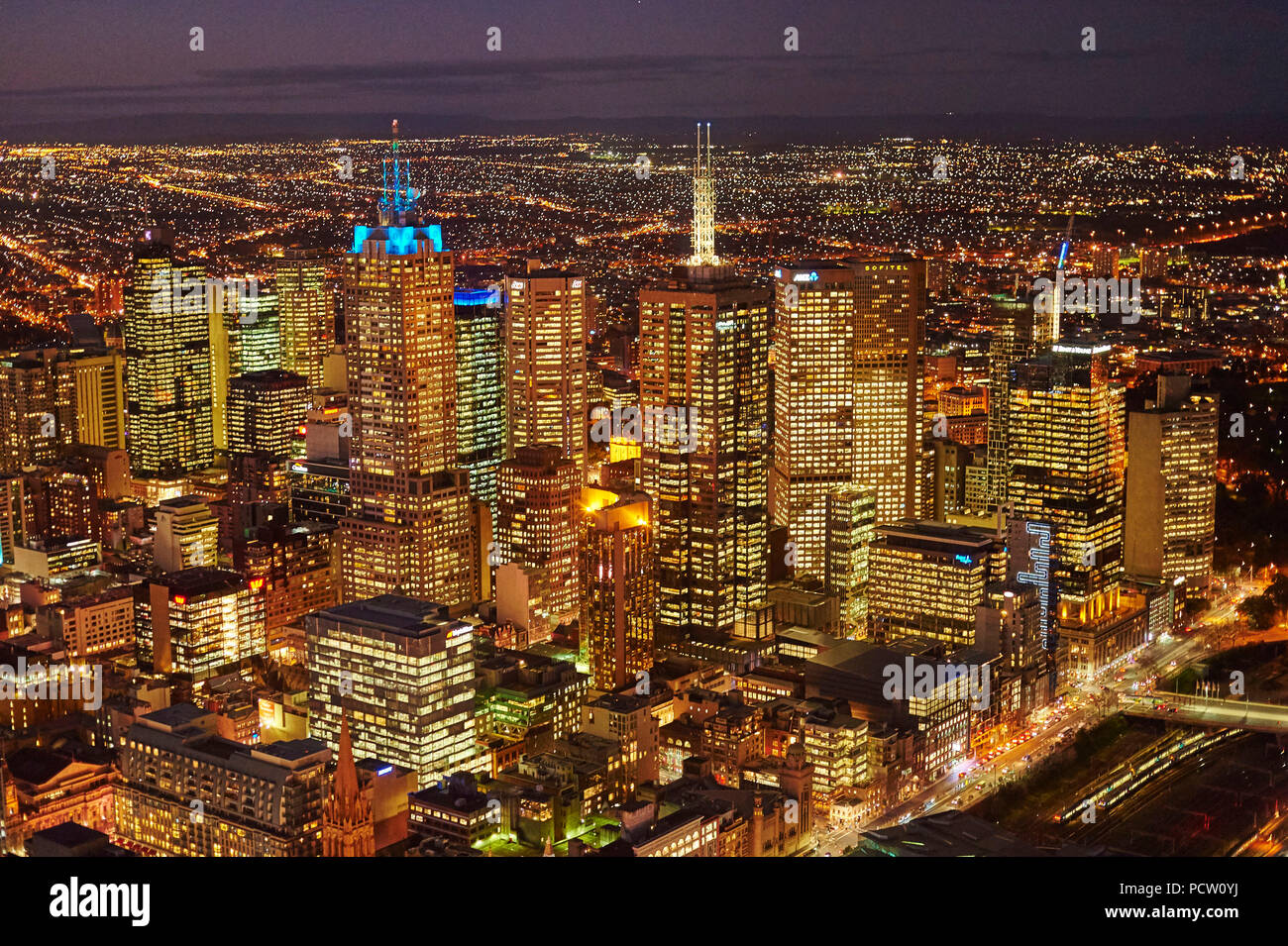 View from the Eureka Tower over Melbourne, Victoria, Australia, Oceania ...