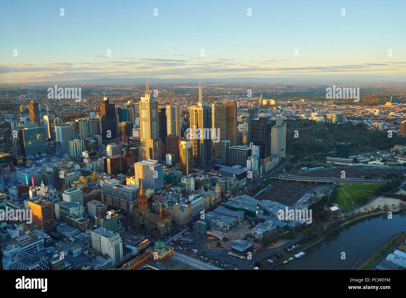 View from the Eureka Tower over Melbourne, Victoria, Australia, Oceania ...