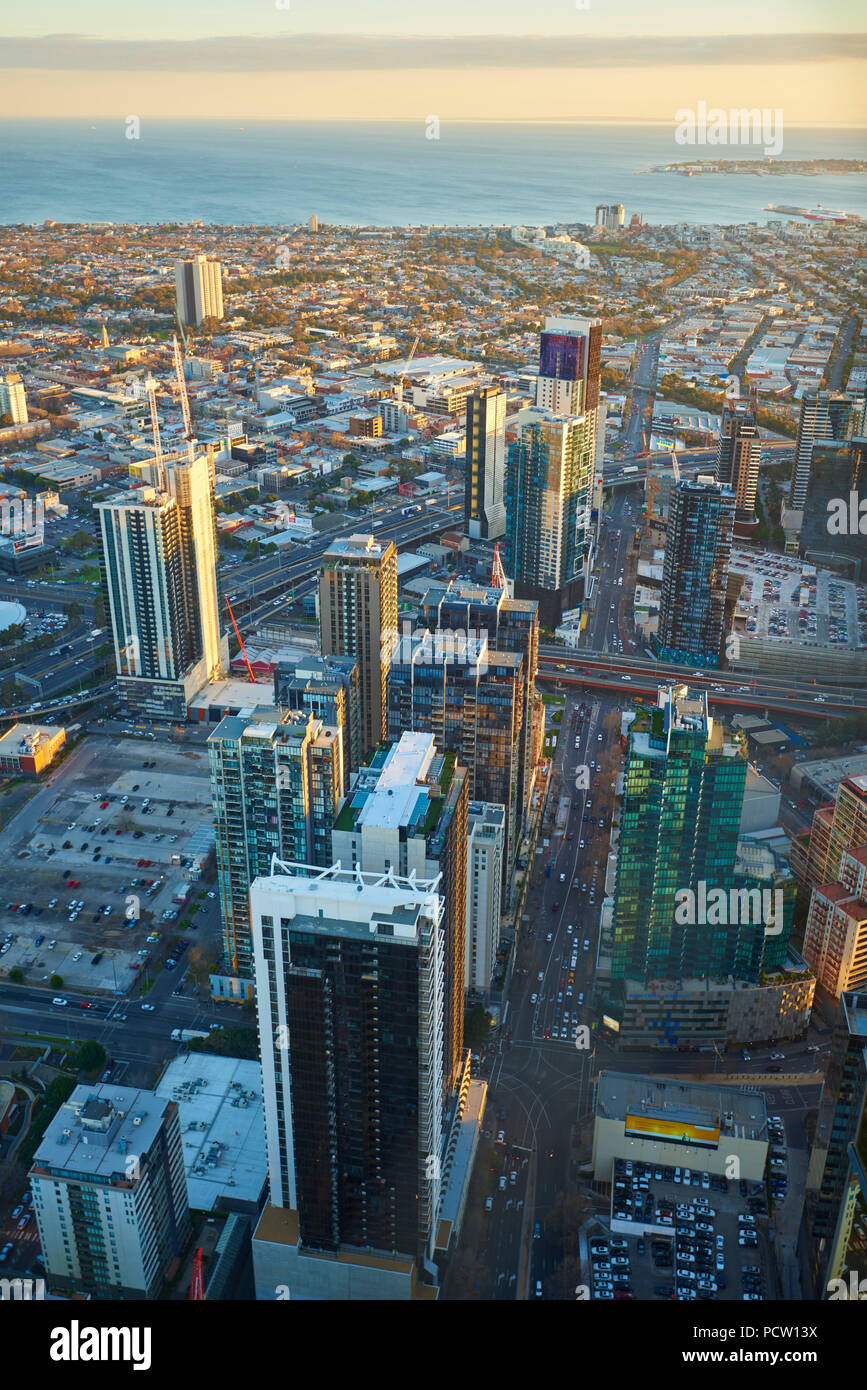 View from the Eureka Tower over Melbourne, Victoria, Australia, Oceania ...