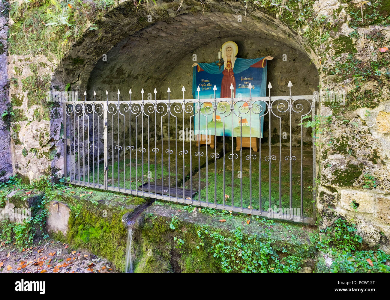 Fountain at the pilgrimage chapel Maria Brunn in Ponlach, municipality ...