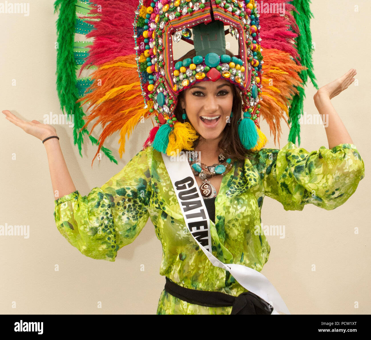 DORAL, FL - JANUARY 21: Ana Luisa Montufar, Miss Guatemala 2014, tries ...