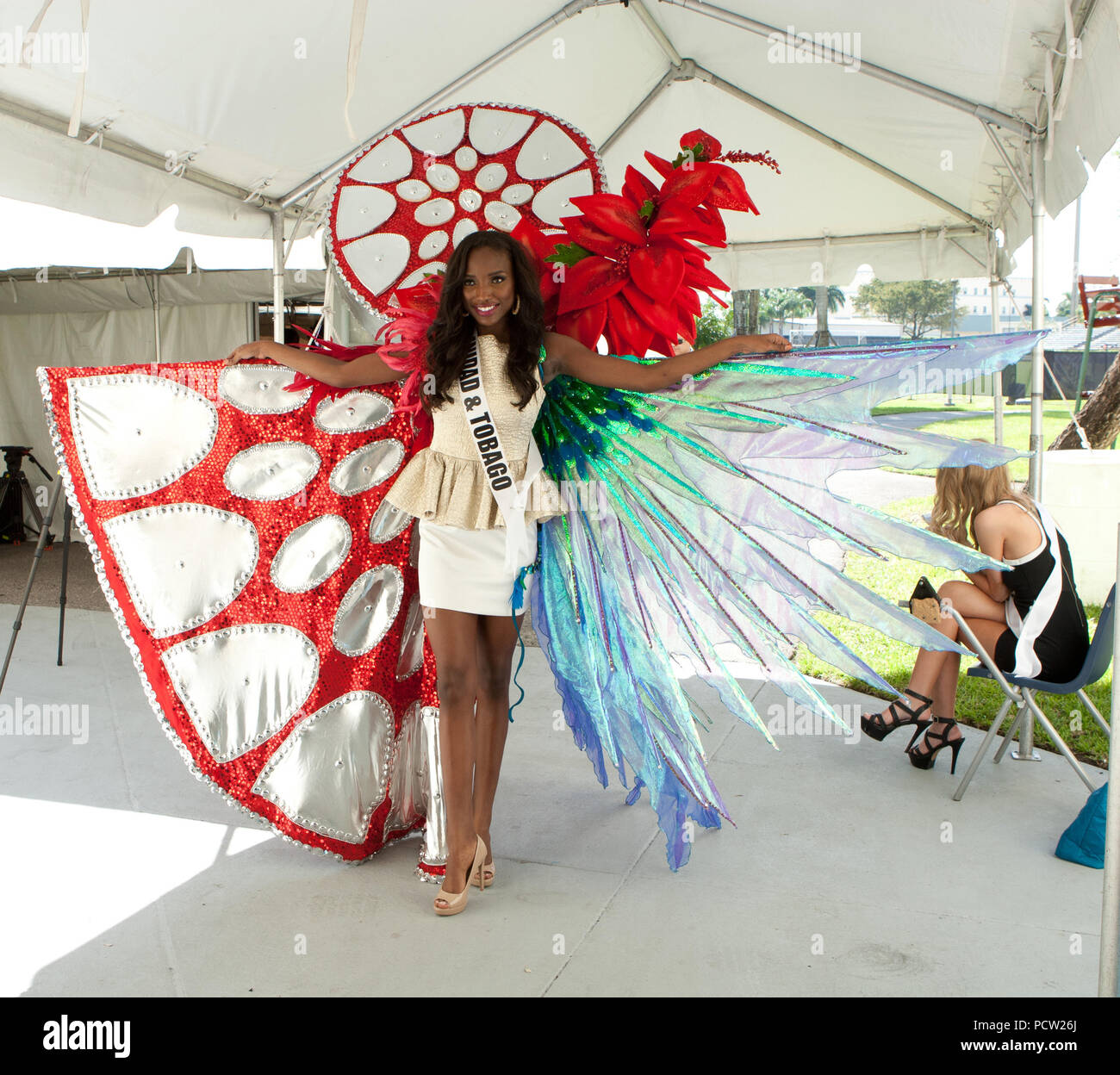 DORAL, FL - JANUARY 21: Jevon King, Miss Trinidad & Tobago 2014, tries ...