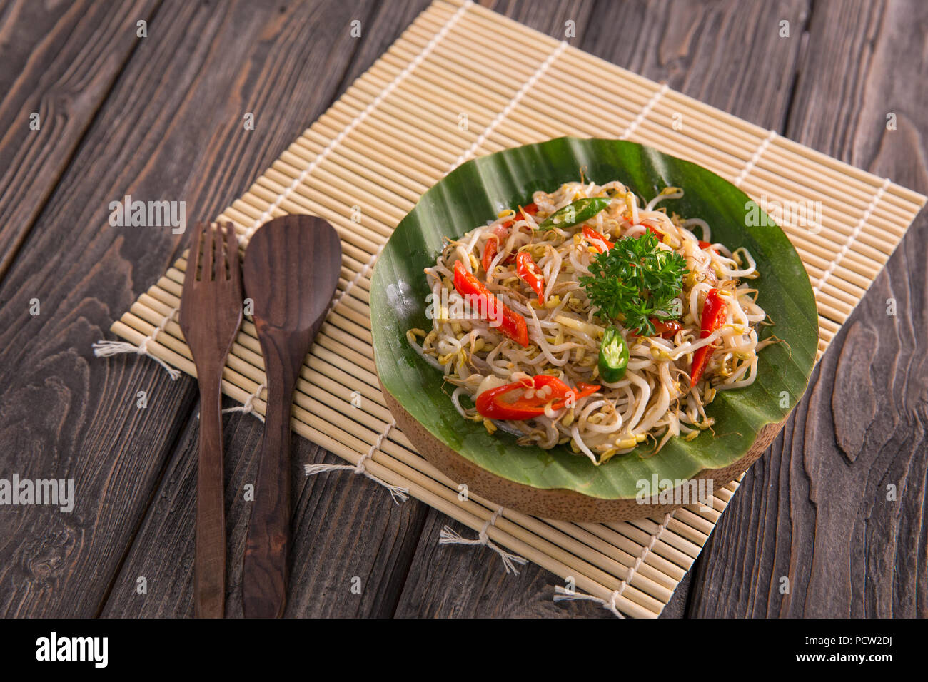 oseng tauge. stir fry bean sprouts delicious traditional vegetable food ...